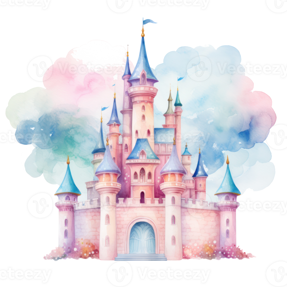 Watercolor Princess Castle Isolated 27395154 Png