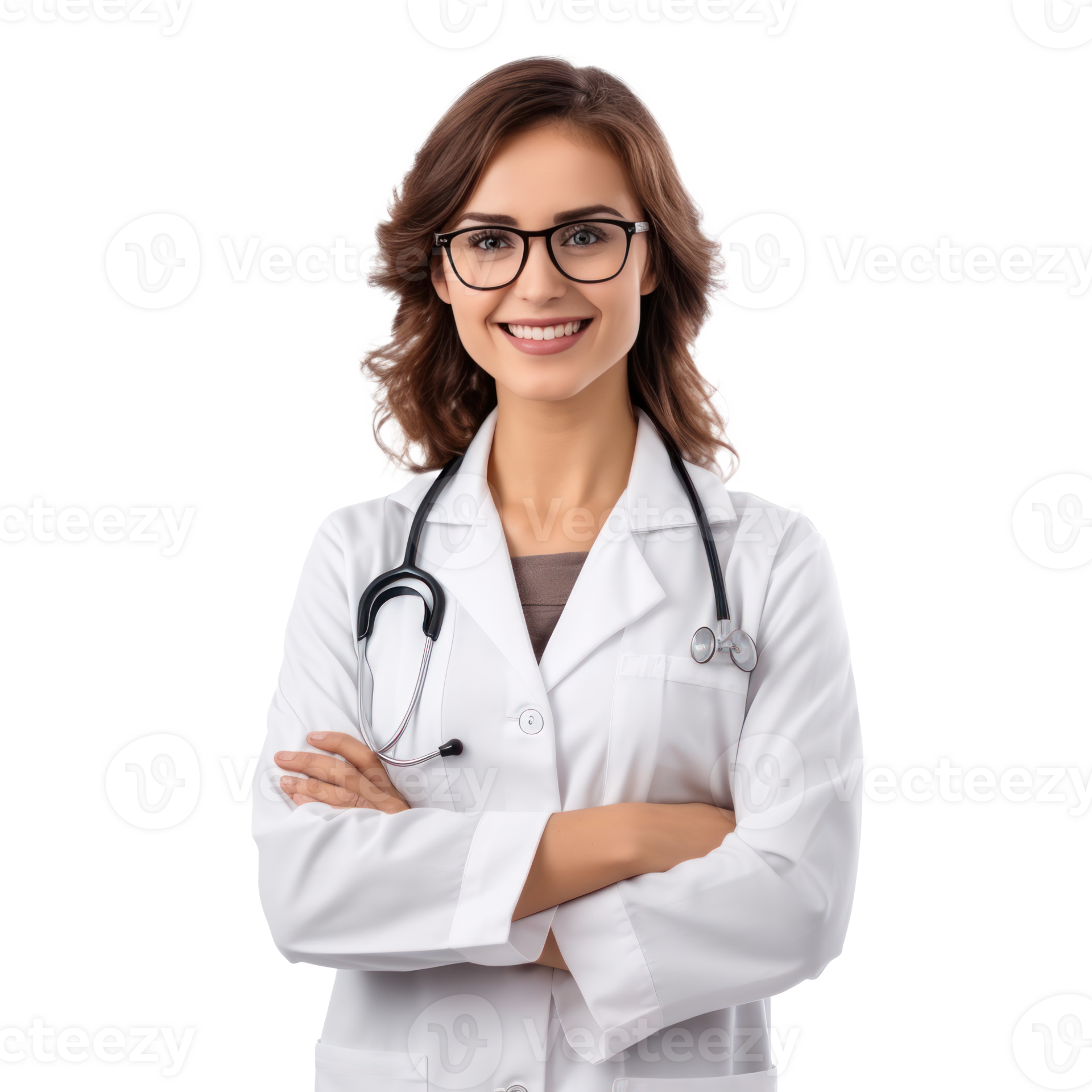 Doctor lady friendly smiling arms crossed. 27395212 PNG