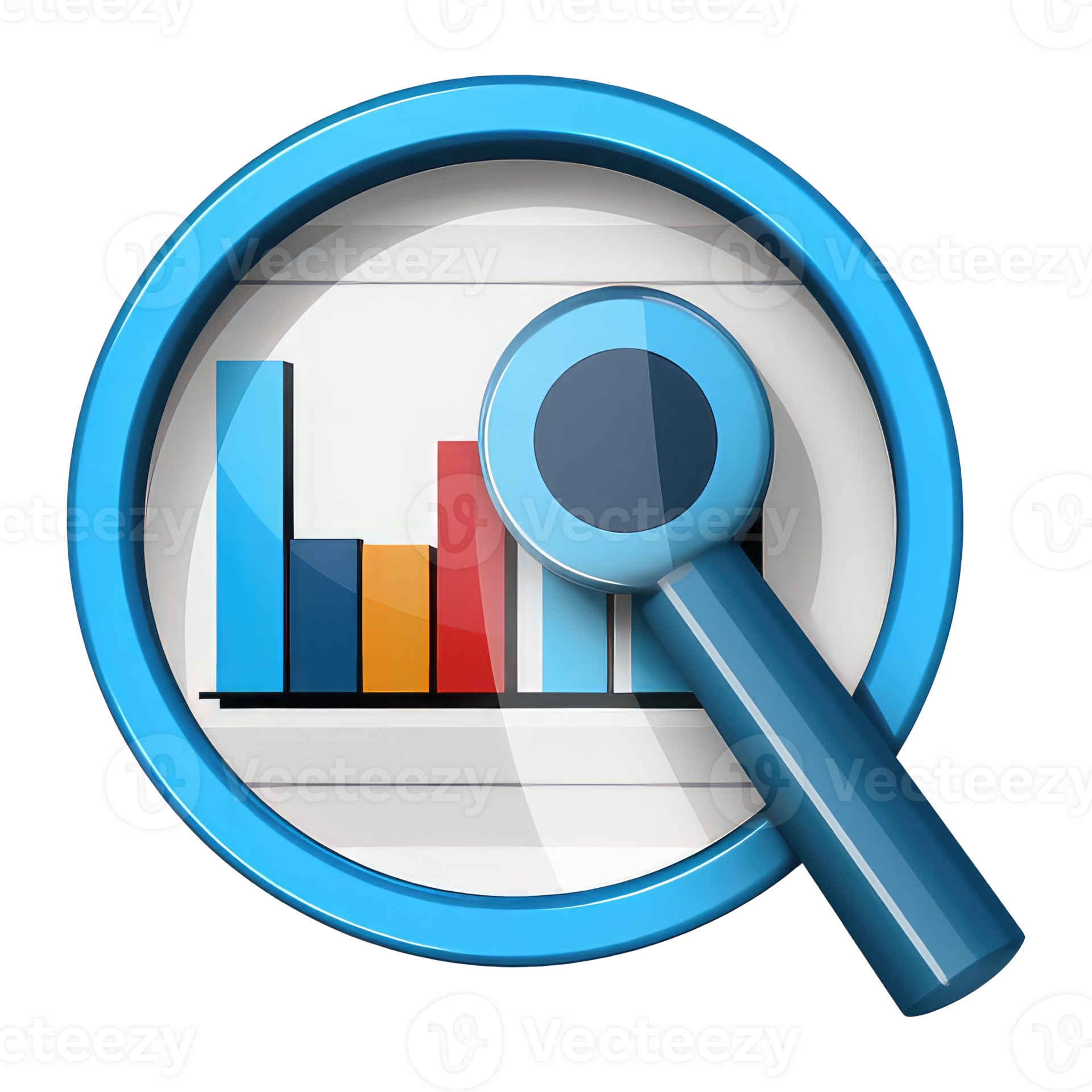 Analytics reports - Magnifier and report icons represent data analysis and reporting . AI ...