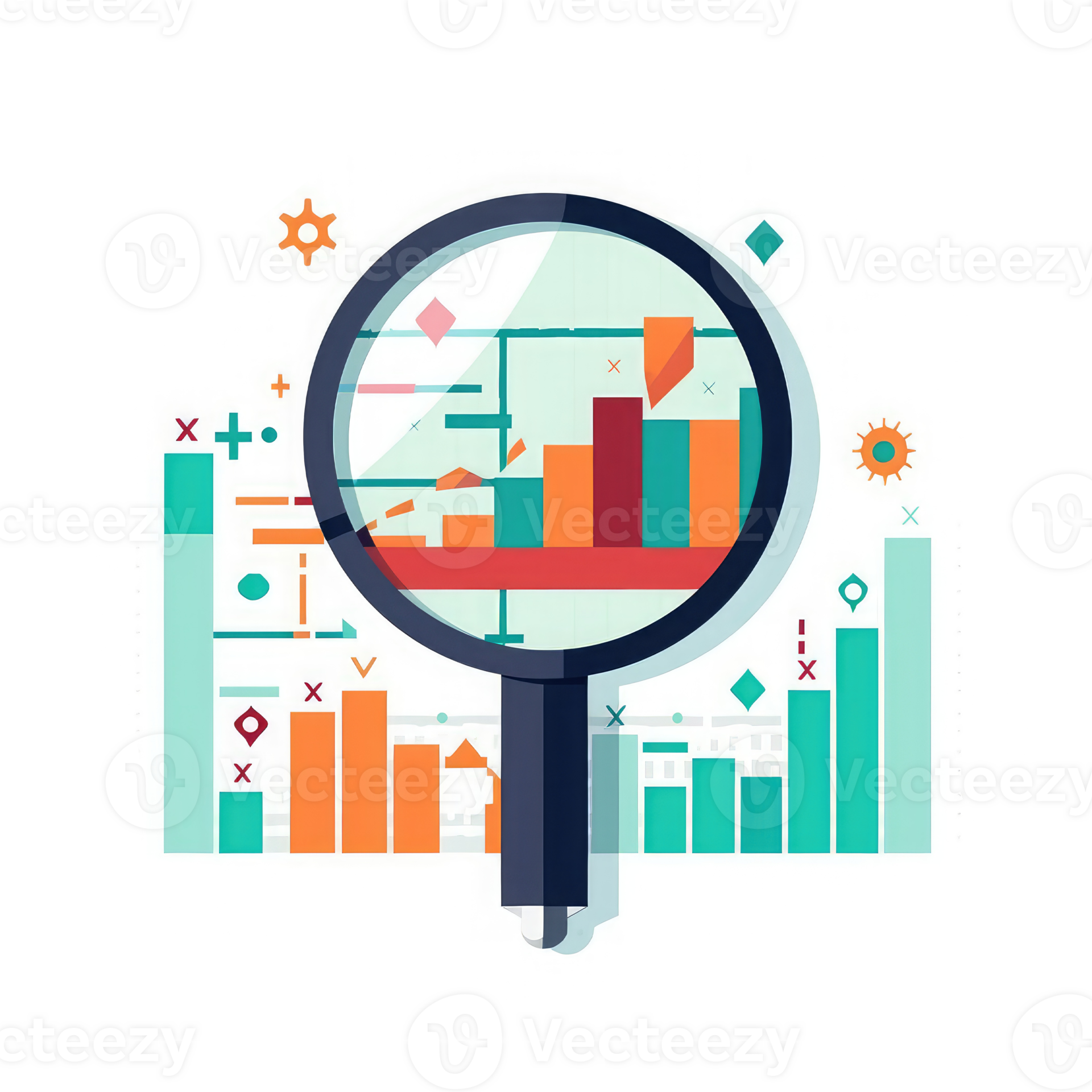 Analytics reports - Magnifier and report icons represent data analysis ... Analytics reports - Magnifier and report icons represent data analysis ...
