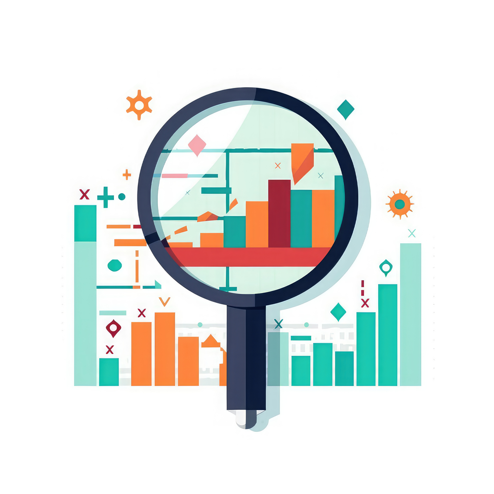 Analytics reports - Magnifier and report icons represent data analysis ... Analytics reports - Magnifier and report icons represent data analysis ...