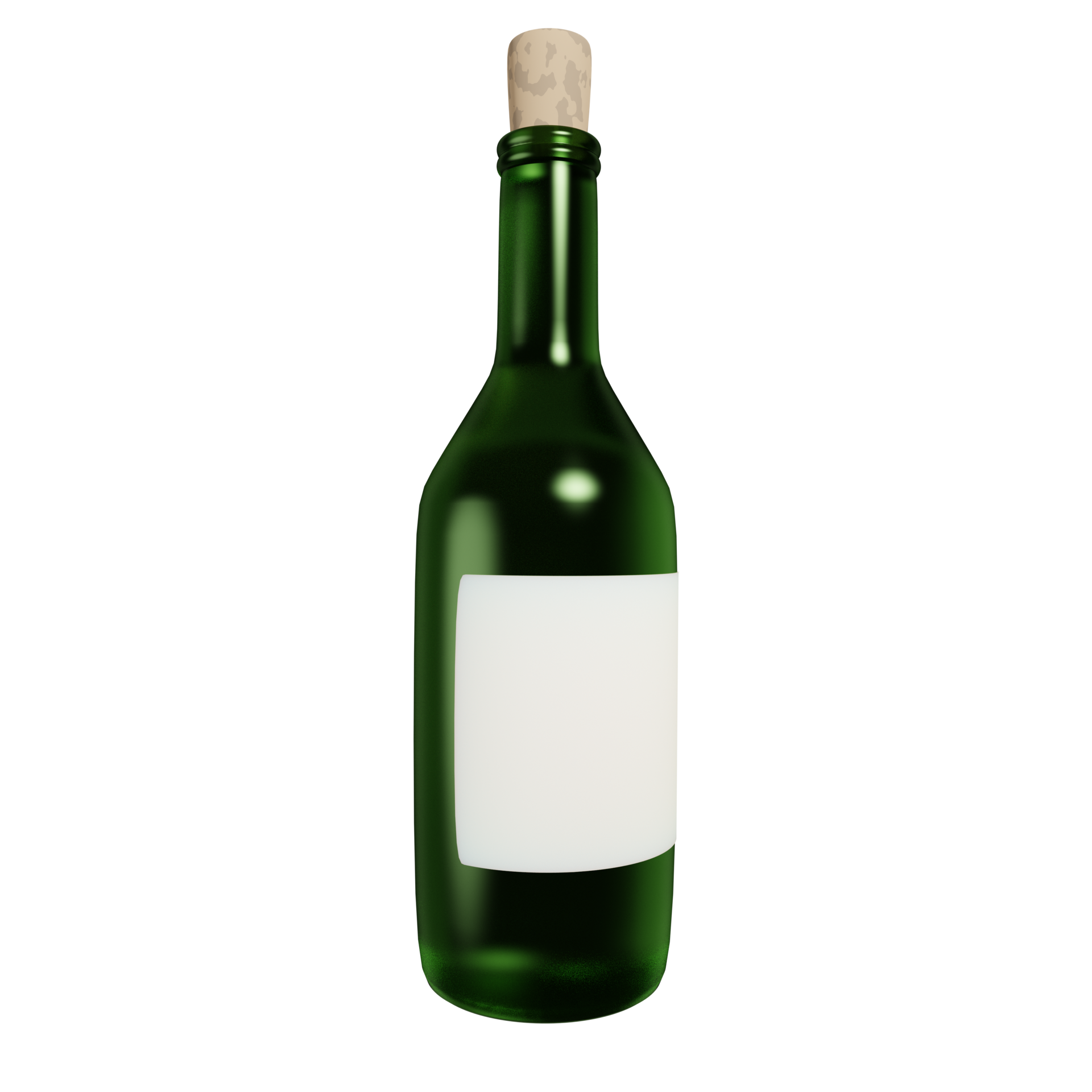 3d Rendering Of Old Green Glass Bottle With Cork Front View Collectible Spirits And Wine