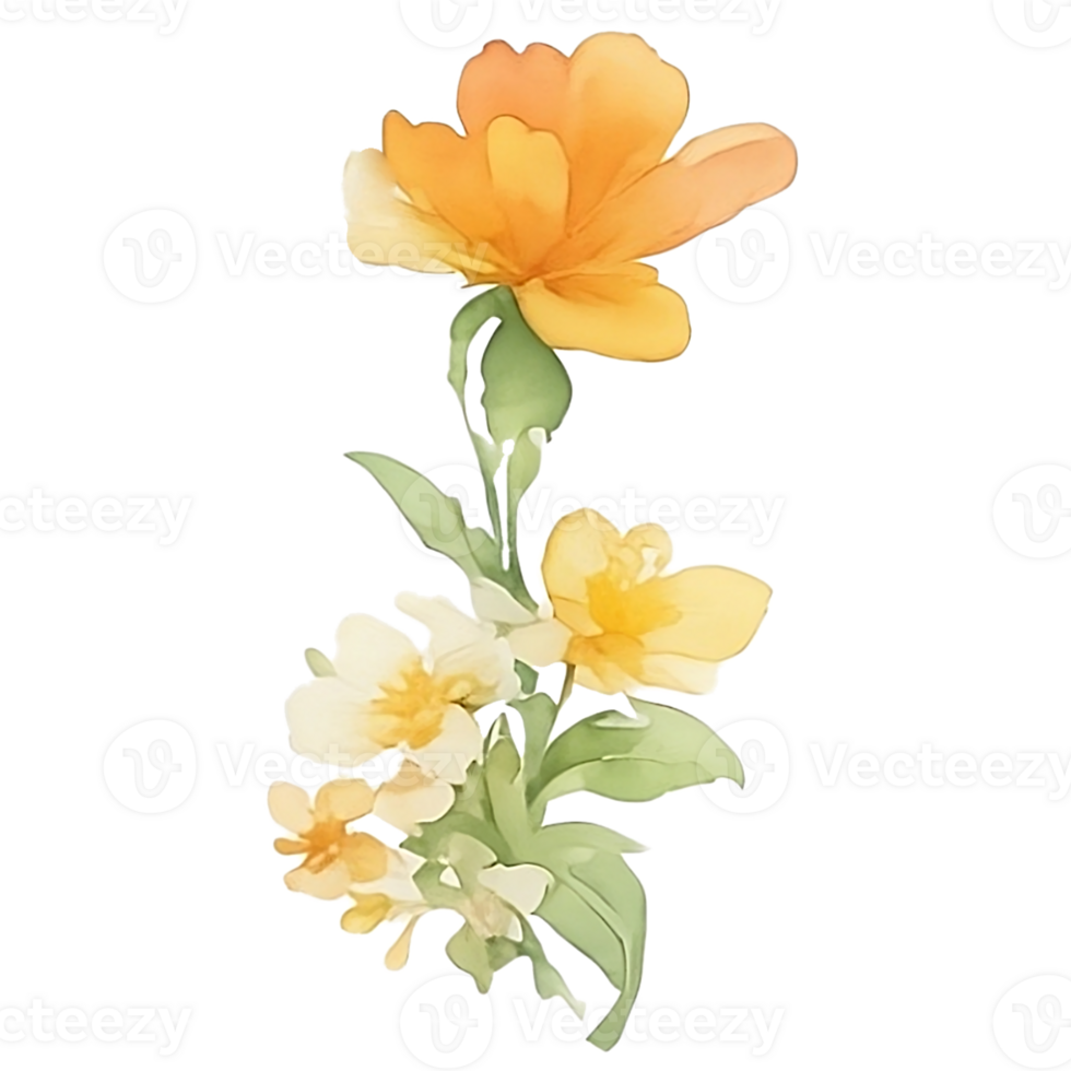 Yellow Flower Watercolor Ai Generative 27419879 Png