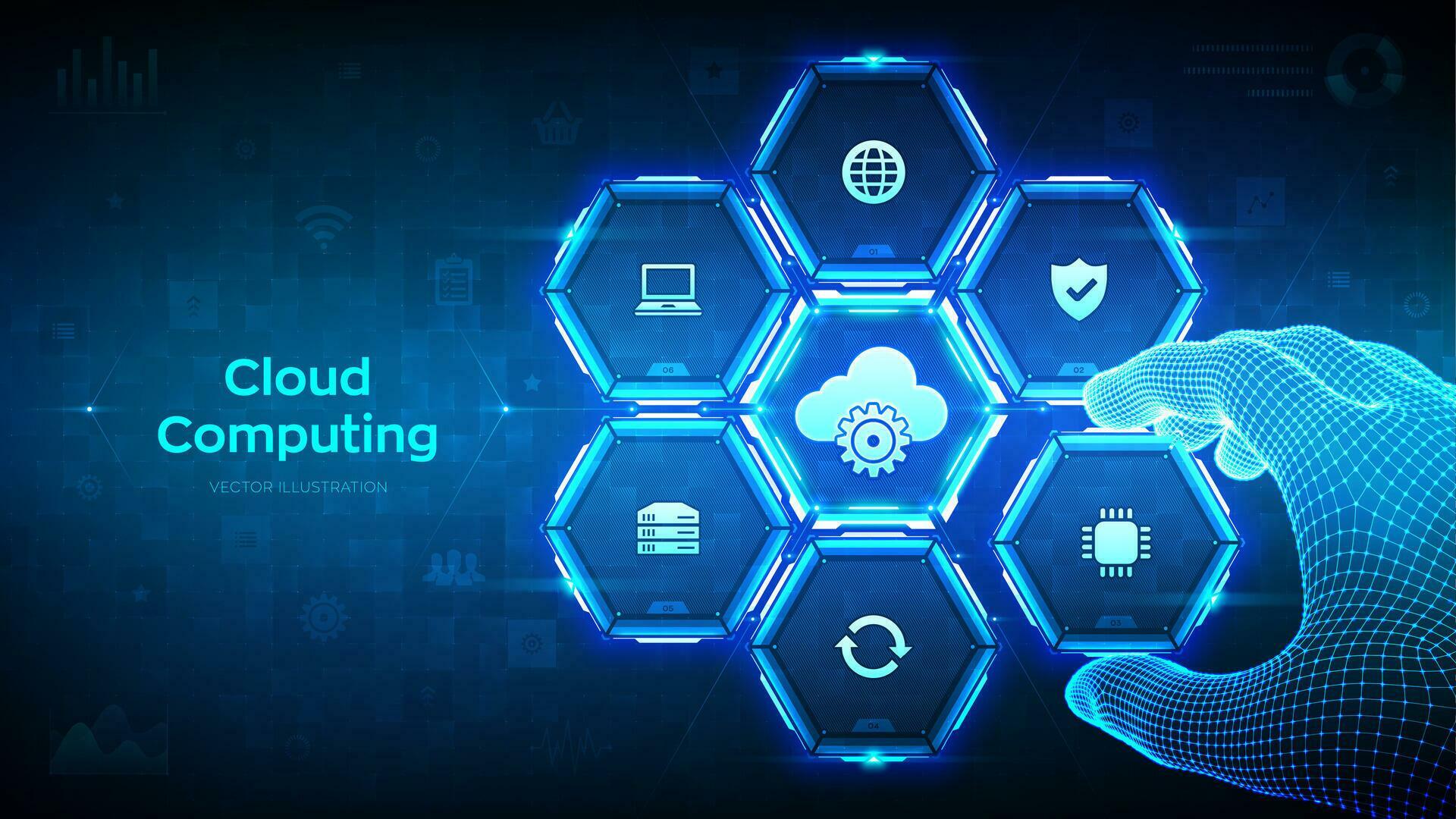 Cloud computing service. Cloud storage connection hi-tech concept ...