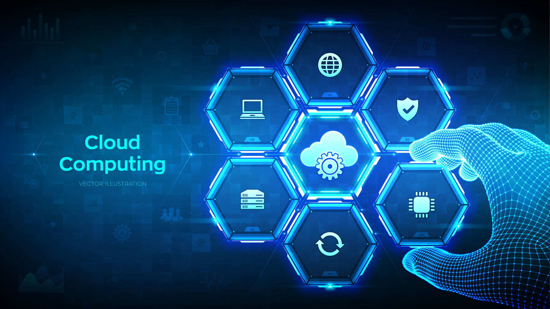 Cloud computing service. Cloud storage connection hi-tech concept ...