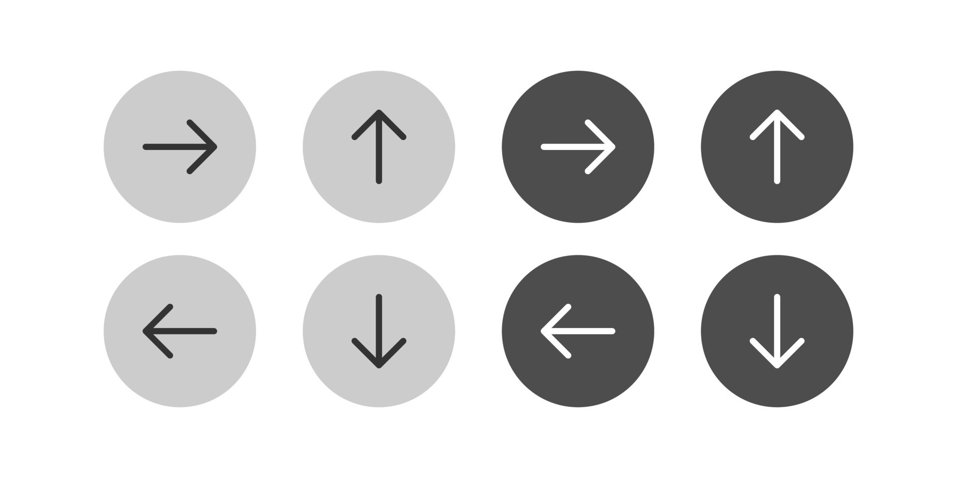 Arrow icon in circle. Direction concept. Right, left, up, down arrow in ...
