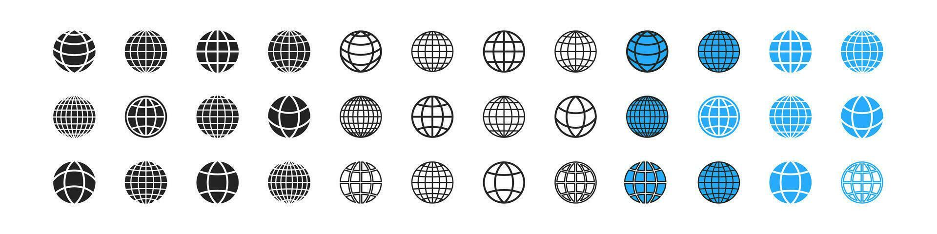 Globe Earth icon set. Flat design. World map concept. Internet, web ...