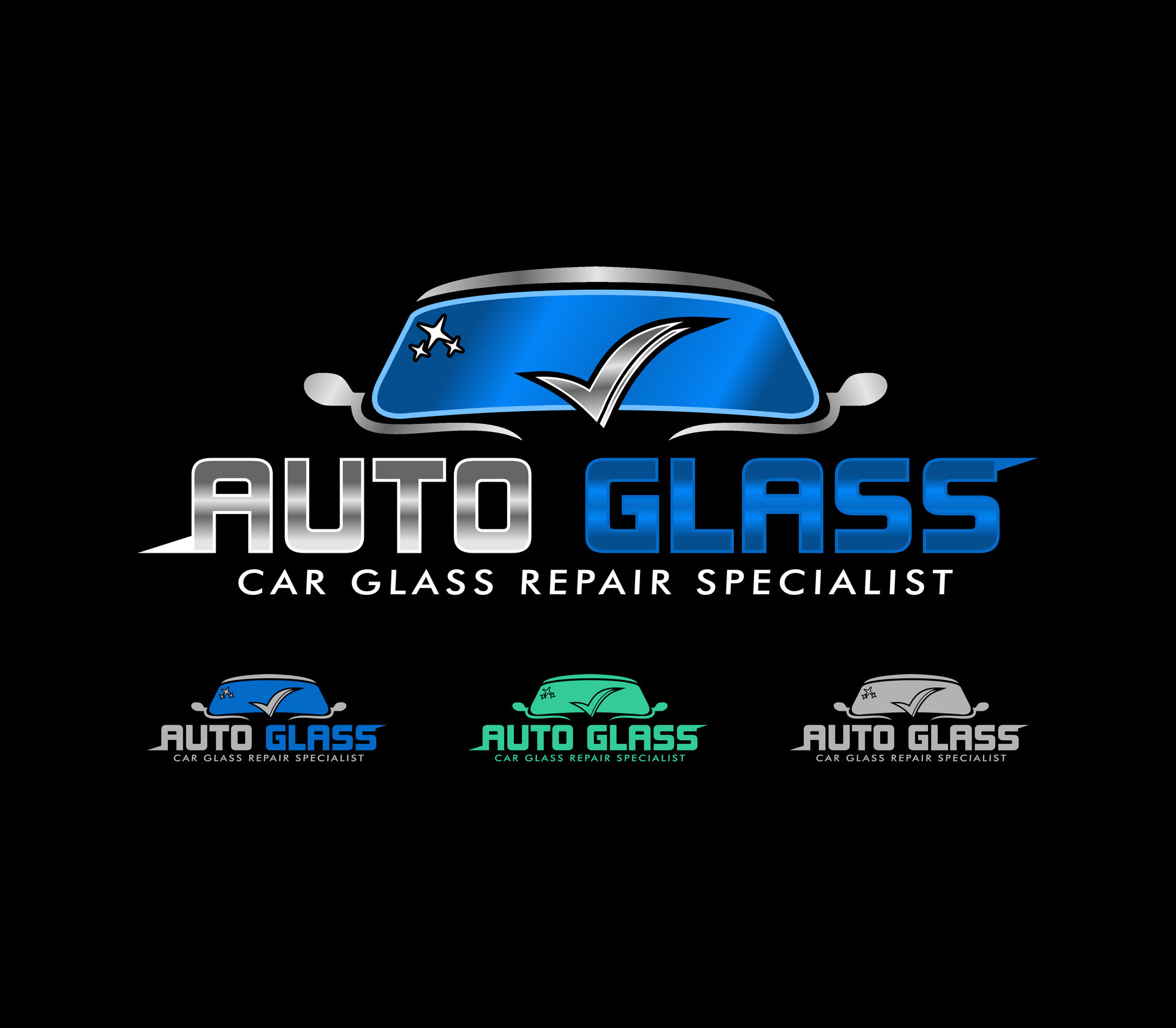 Auto Glass Logo Design Template Repair Replacement Of Broken Auto Glass Suitable For Use In