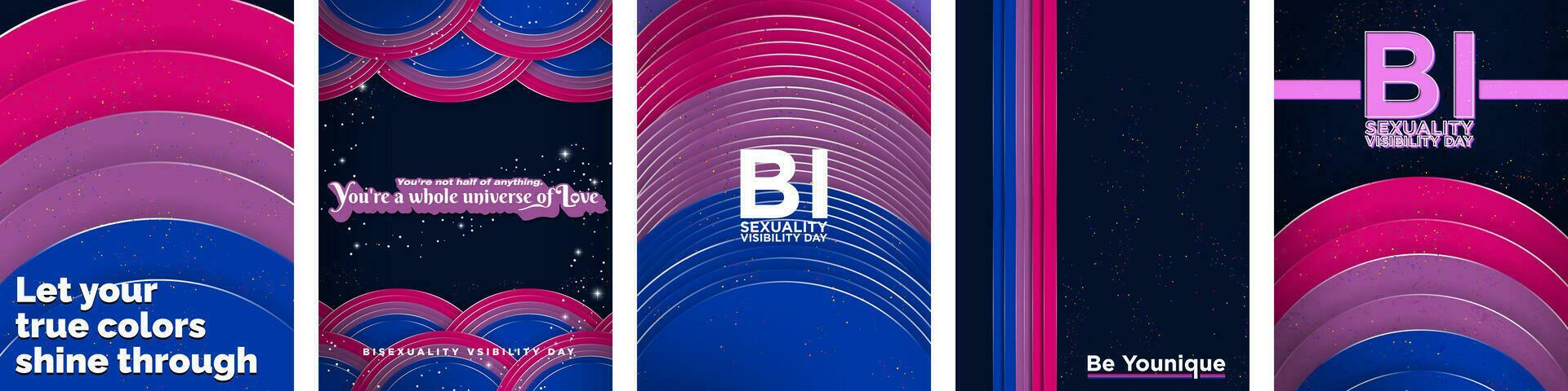 Bisexual Visibility Day Posters 3d Geometric Design Templates Paper