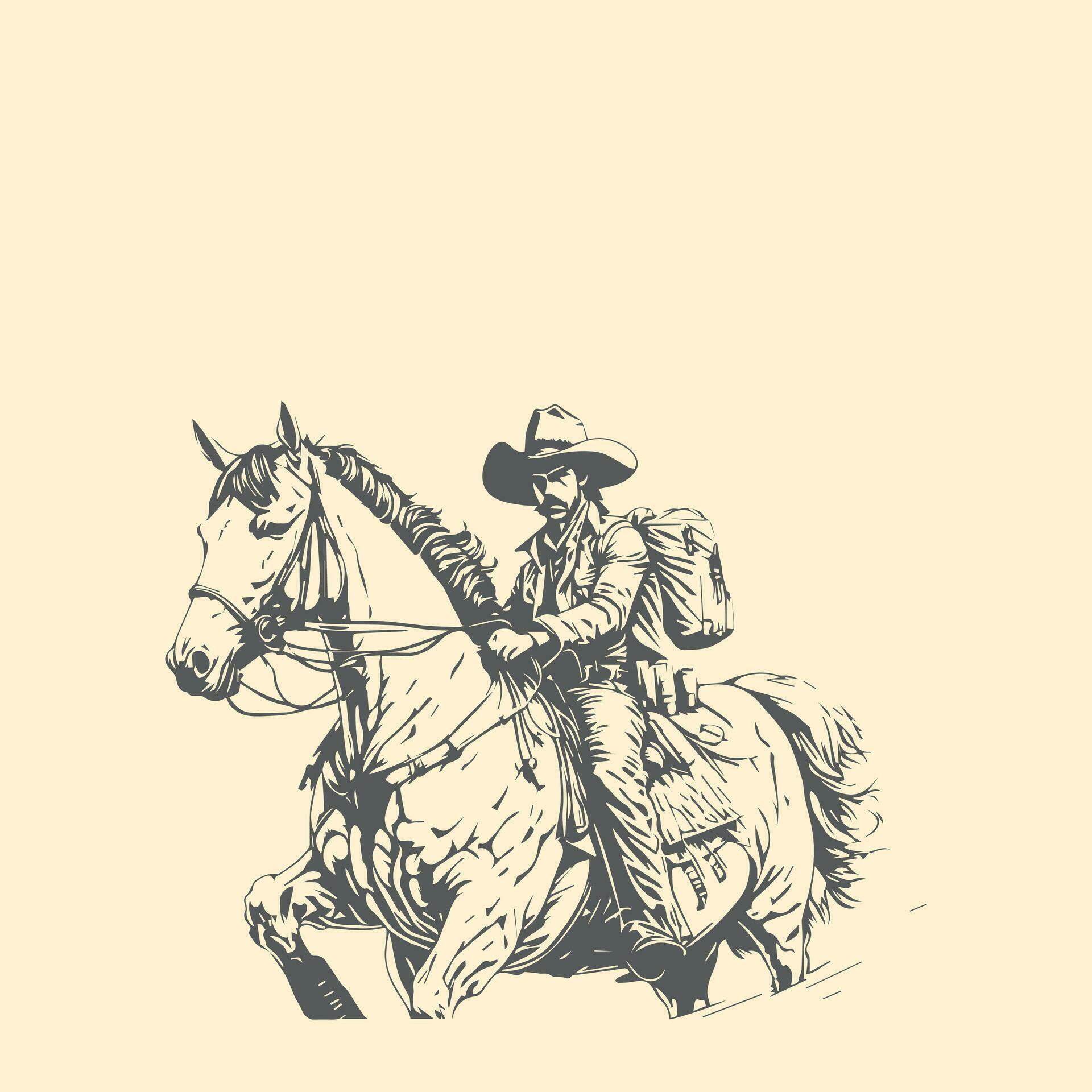 Rodeo western cowboy vintage hand drawn artwork 27425710 Vector Art at ...