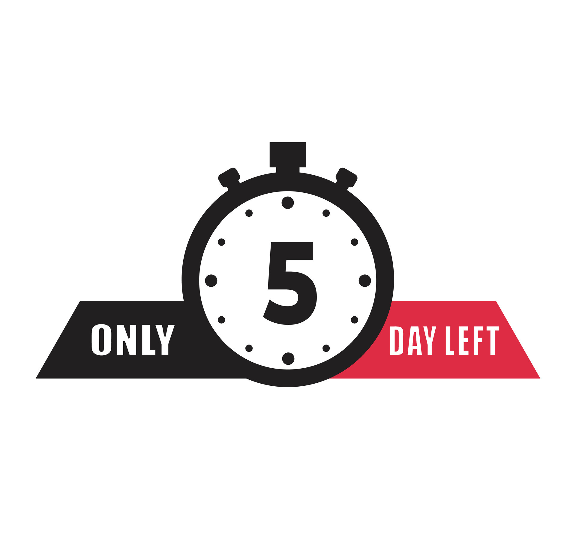5 day left countdown discounts and sale time 5 day left sign label ...