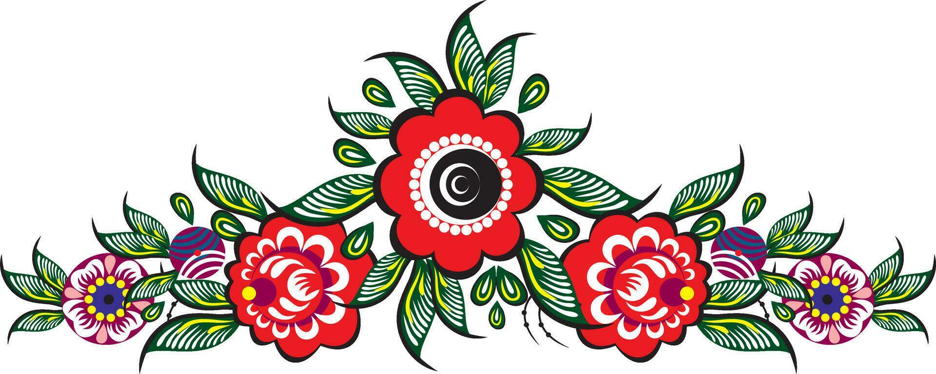 Vector colored ethnic Russian folk ornament. National Slavic floral ...