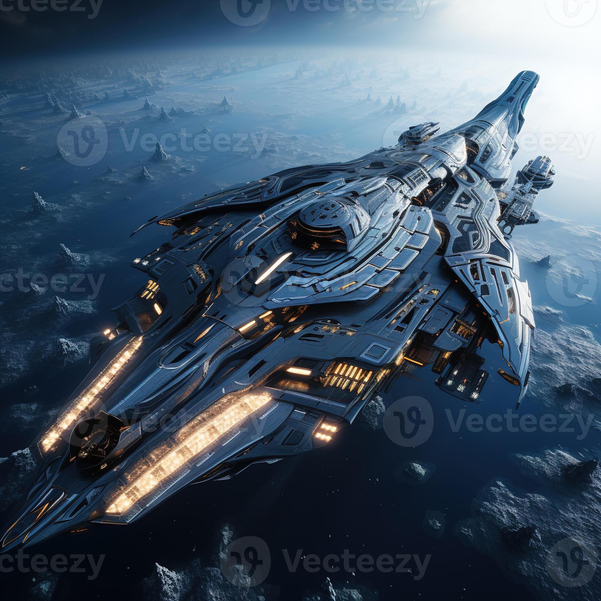 Futuristic spaceship flying in deep space. Futuristic spaceship. AI ... Futuristic spaceship flying in deep space. Futuristic spaceship. AI ...