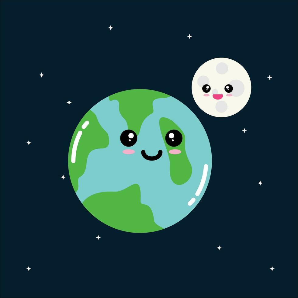Planet earth cute 27435554 Vector Art at Vecteezy
