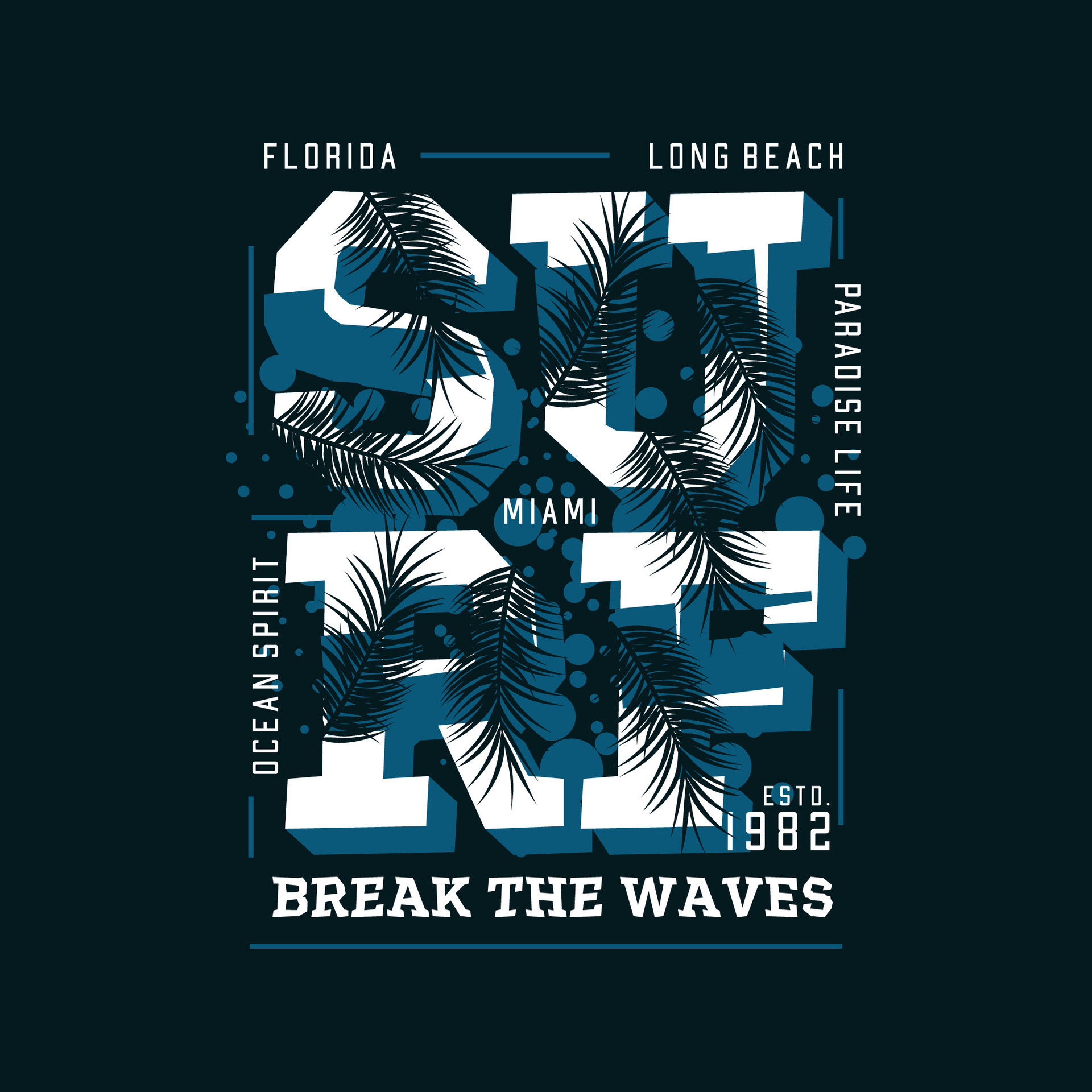 surf break the waves on beach theme graphics design, surfing typography ...