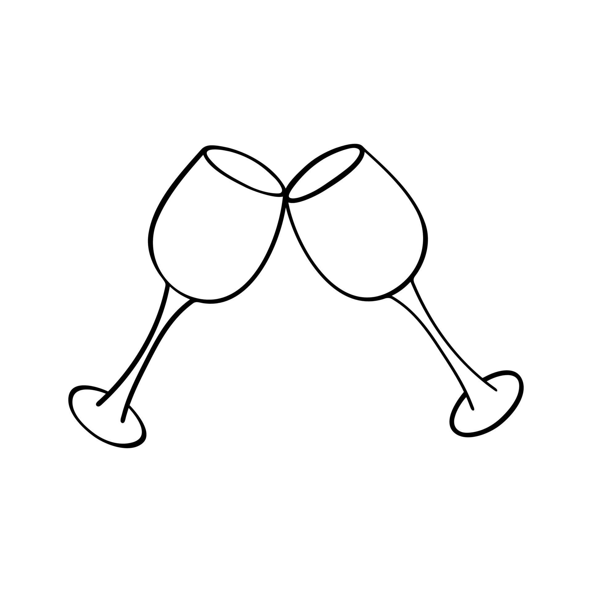 Hand drawn wine glass illustration. Alcohol drink clipart in doodle ...