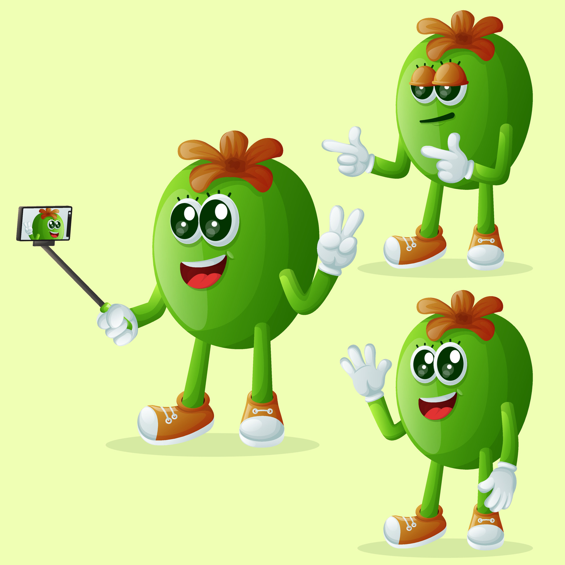 Cute Feijoa Characters As Narcissistic 27439962 Vector Art At Vecteezy