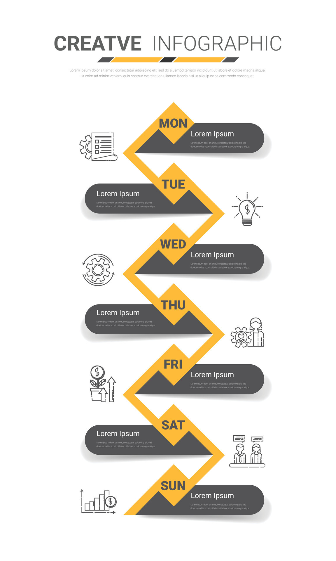 Timeline business for 7 day, 7 options, infographic design vector and ...