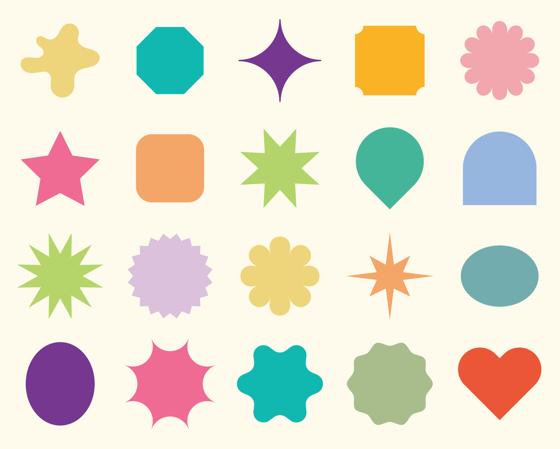flat design vector cute colorful basic shape geometric element design ...