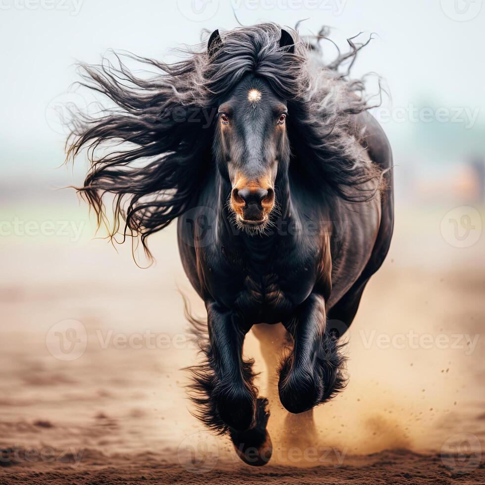 Beautiful Black Horses Running Wallpaper