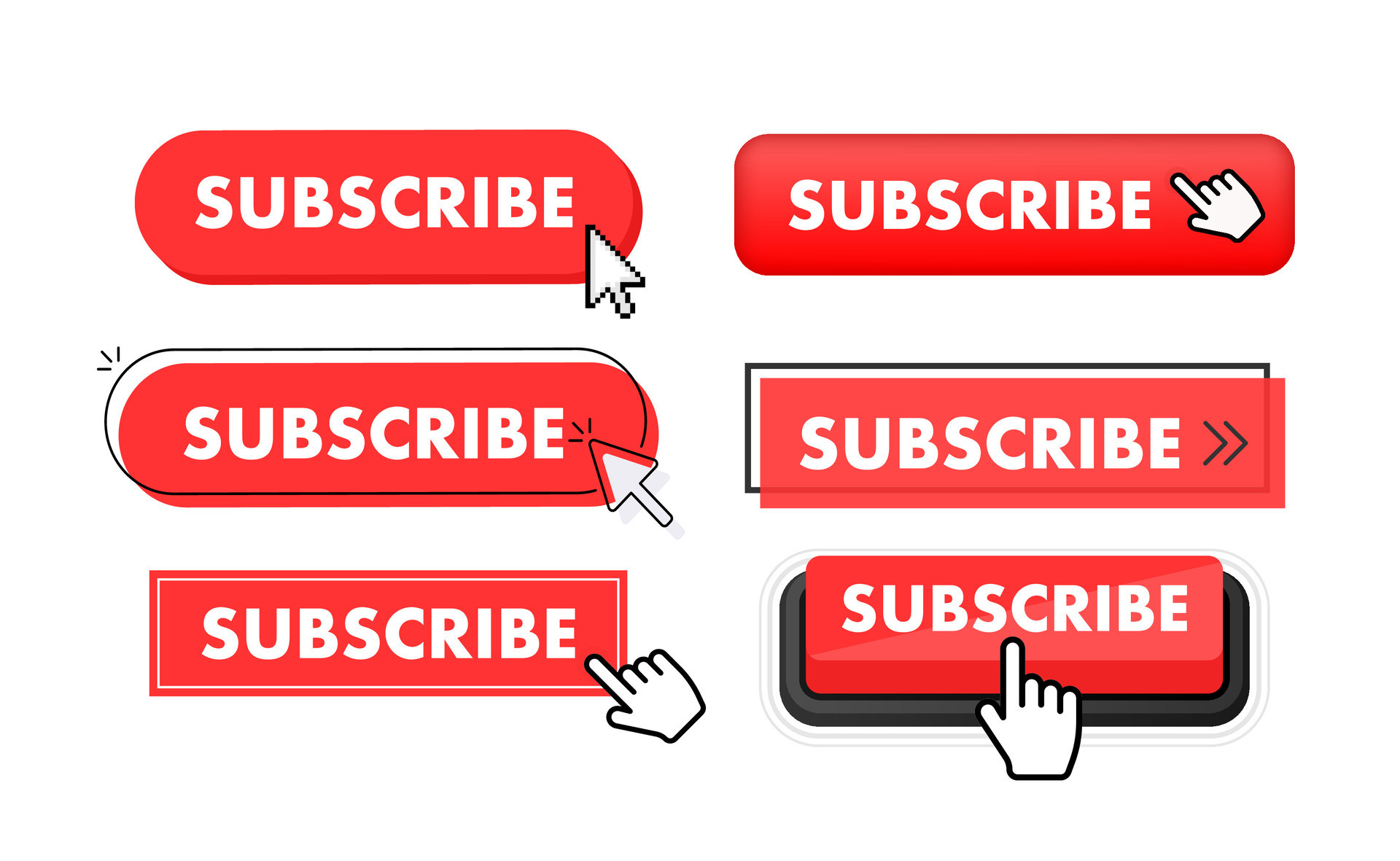 Set of Subscribe button. Hand pointer clicking. Subscribe web buttons 27464111 Vector Art at ...