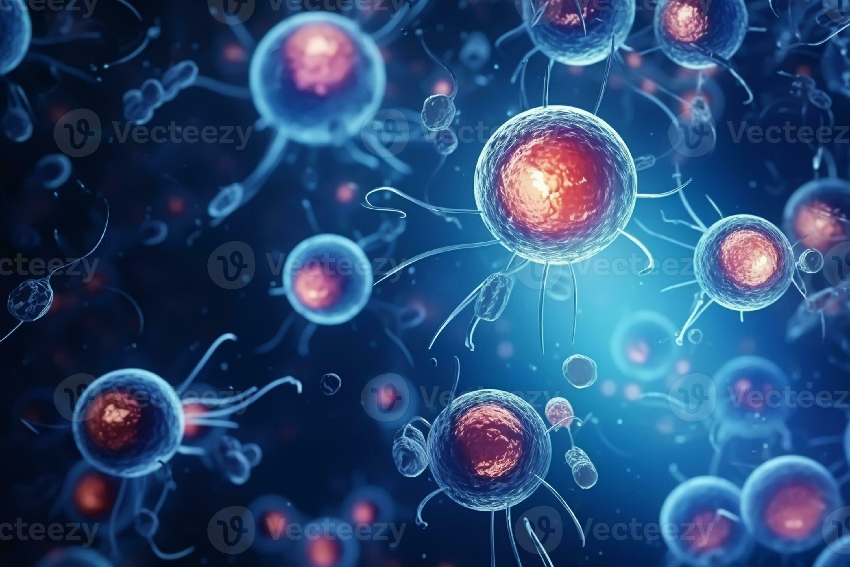 Human cell or Embryonic stem cell microscope background, medical ... Human cell or Embryonic stem cell microscope background, medical ...