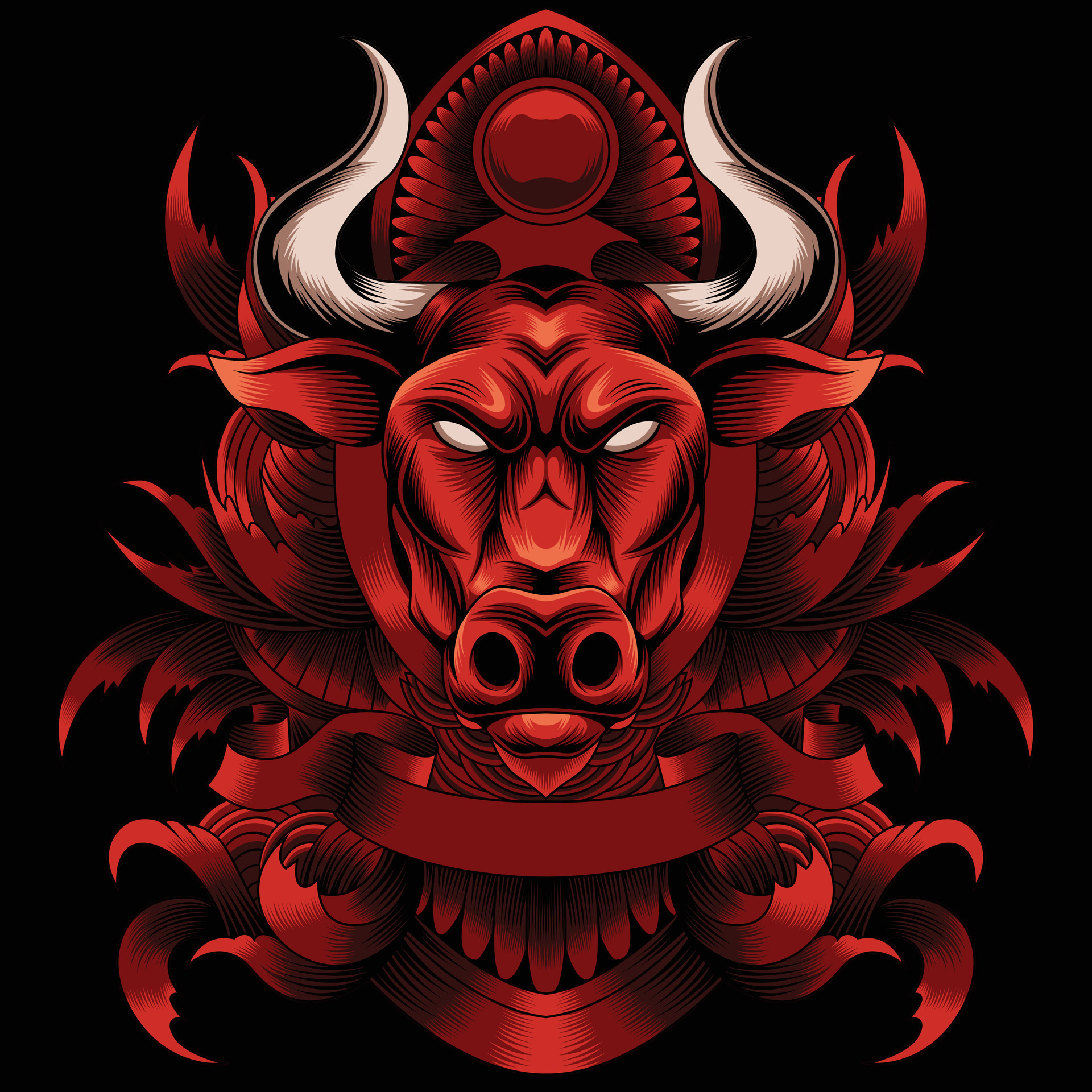 Bull head vector illustration 27477685 Vector Art at Vecteezy