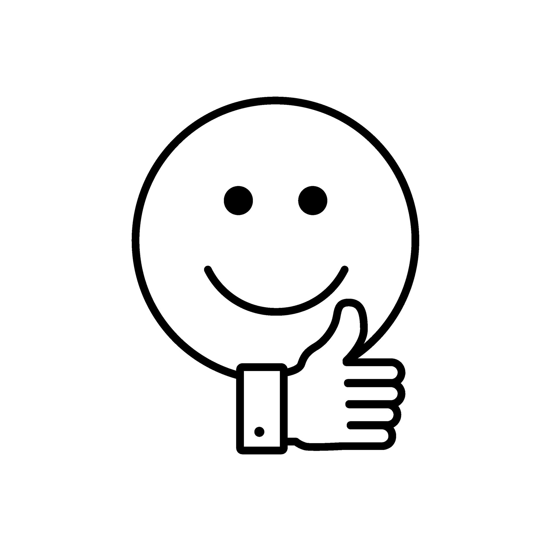 Smiley With Thumbs Up Black And White