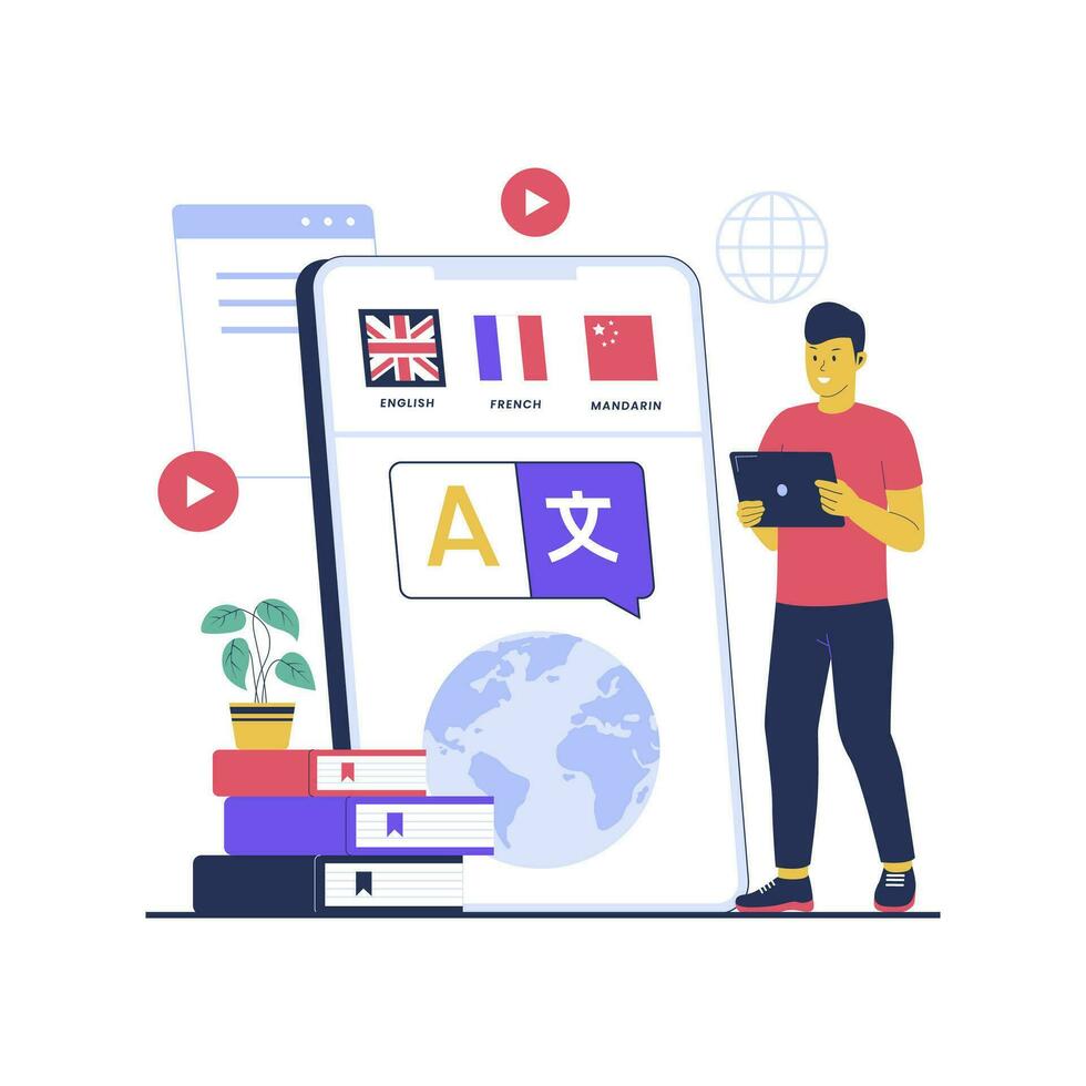 Vector of boy learning language course 27483652 Vector Art at Vecteezy