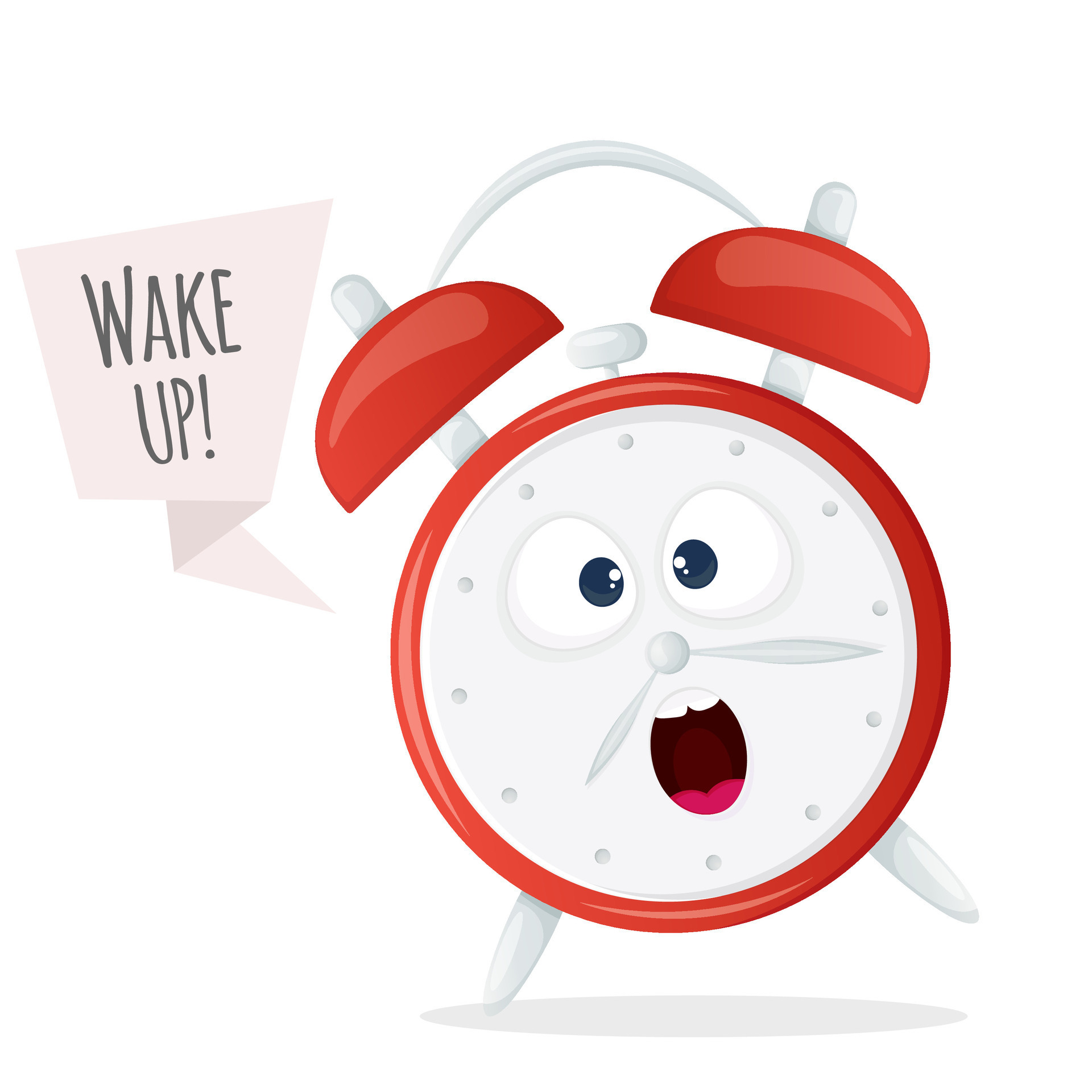 Funny cartoon alarm clock character isolated on white background ... Funny cartoon alarm clock character isolated on white background ...