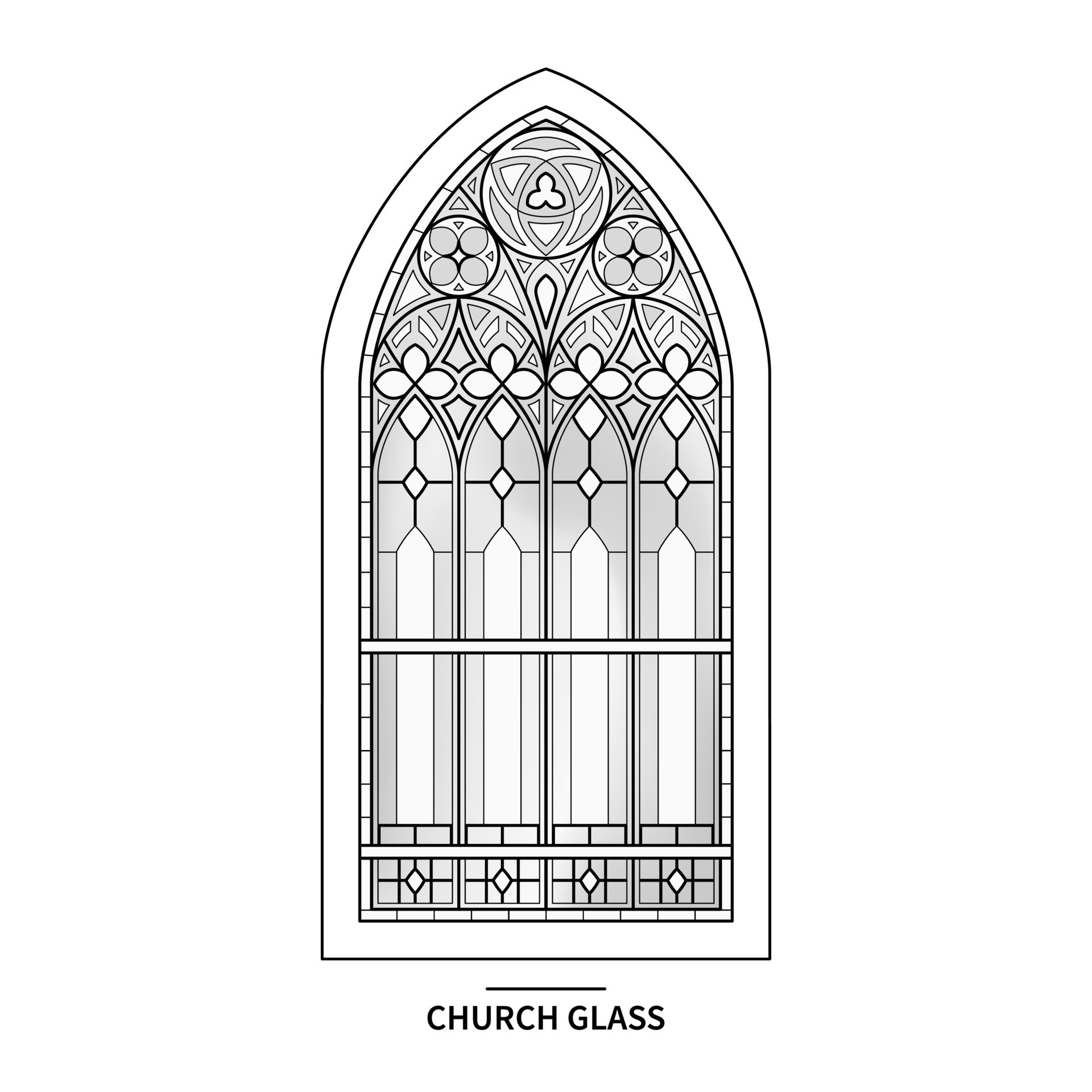 Glass church window. Catholic black and white arch. 27493228 Vector Art at Vecteezy