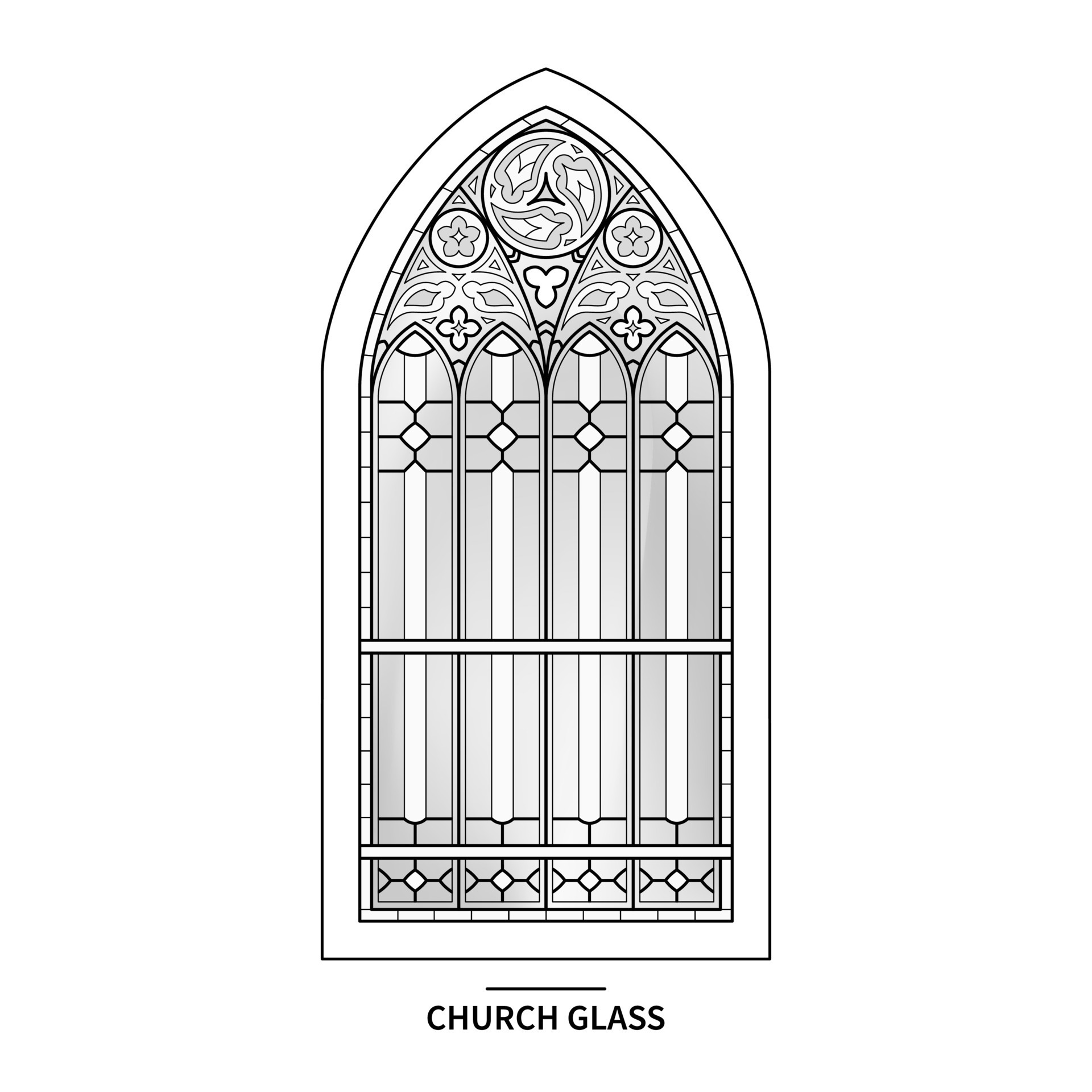 Glass church window. Catholic black and white arch. 27493229 Vector Art at Vecteezy