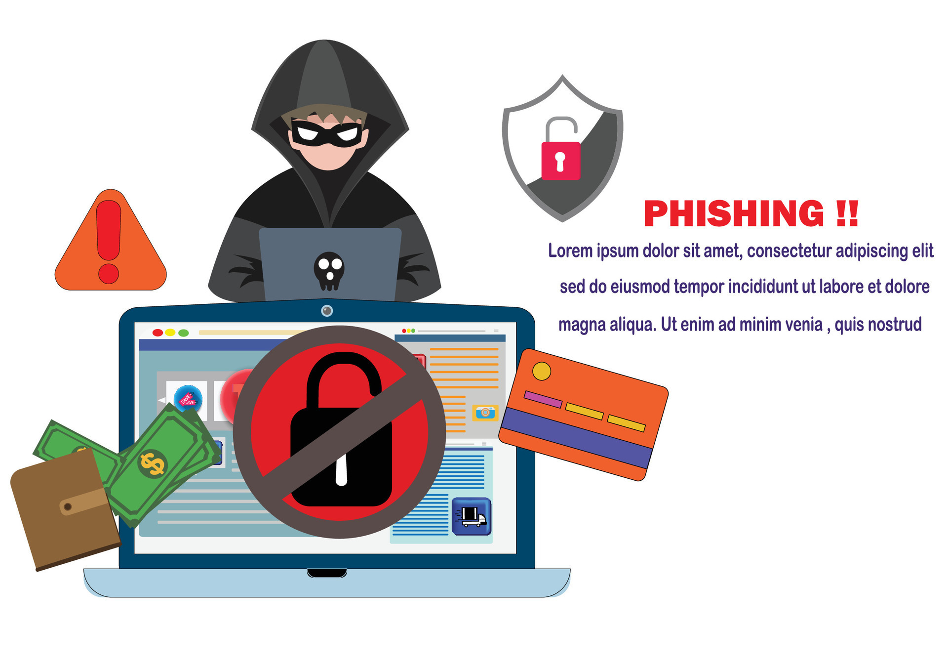 Hacker Man Use Note Book Computer Stealing Confidential Data Personal Information Ransomware