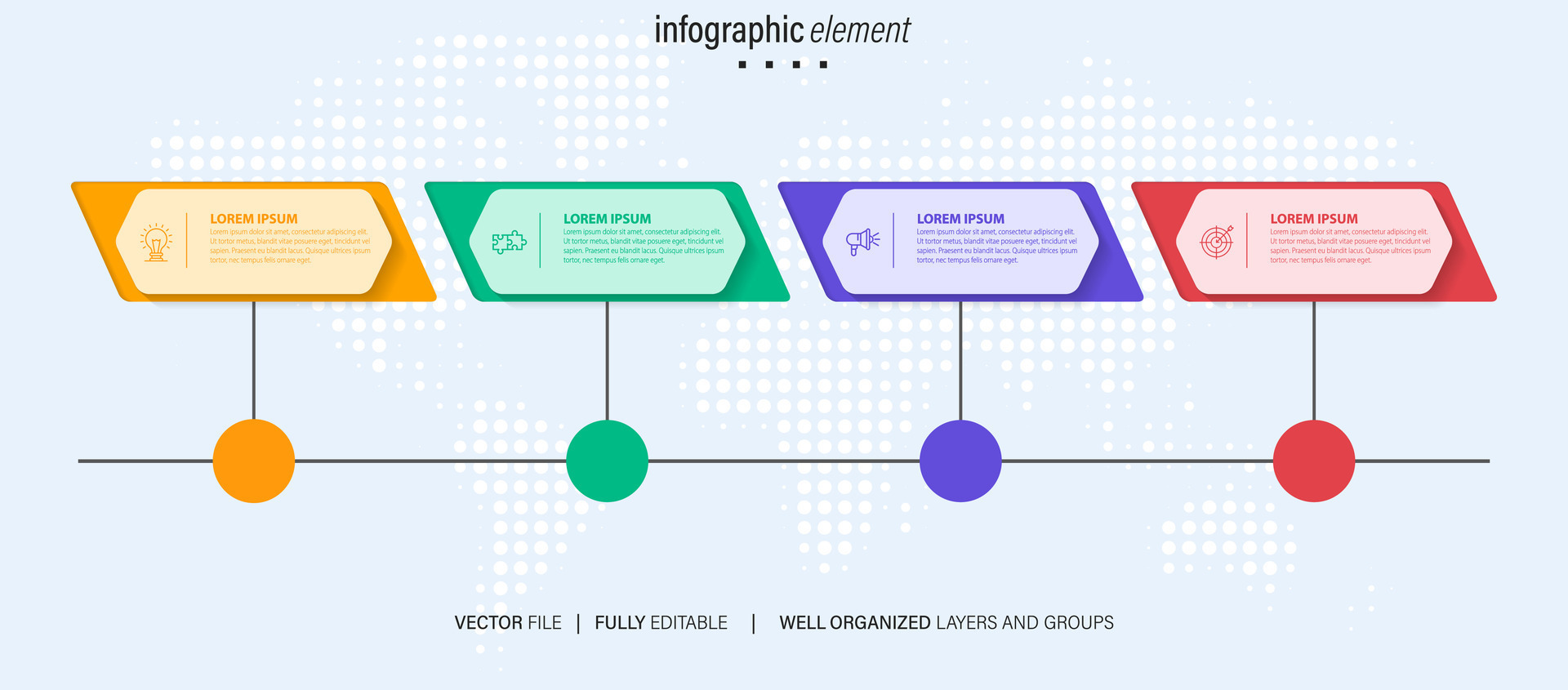 Circular Layout Diagram With 4 List Of Steps Circular Layout Diagram Infographic Element