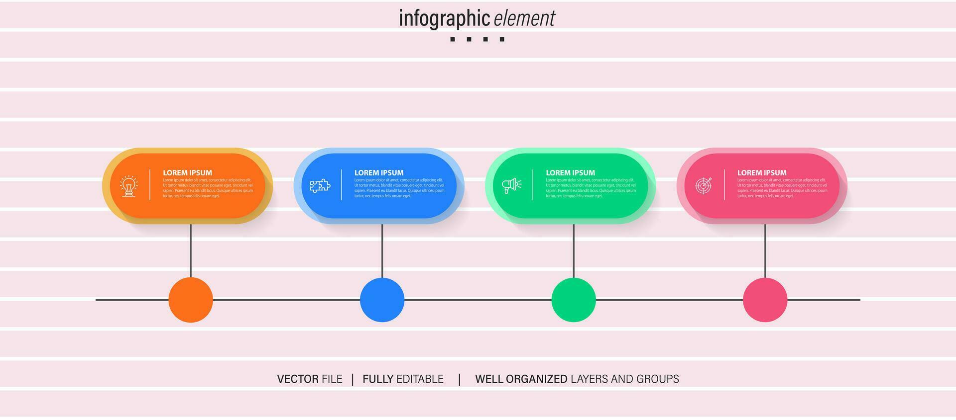 Modern 3D infographic template with 4 steps. Business circle template with options for brochure ...