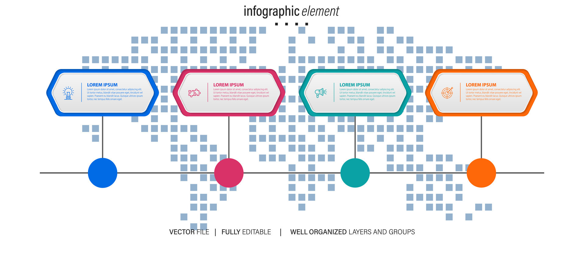 Circular Layout Diagram With 4 List Of Steps Circular Layout Diagram Infographic Element