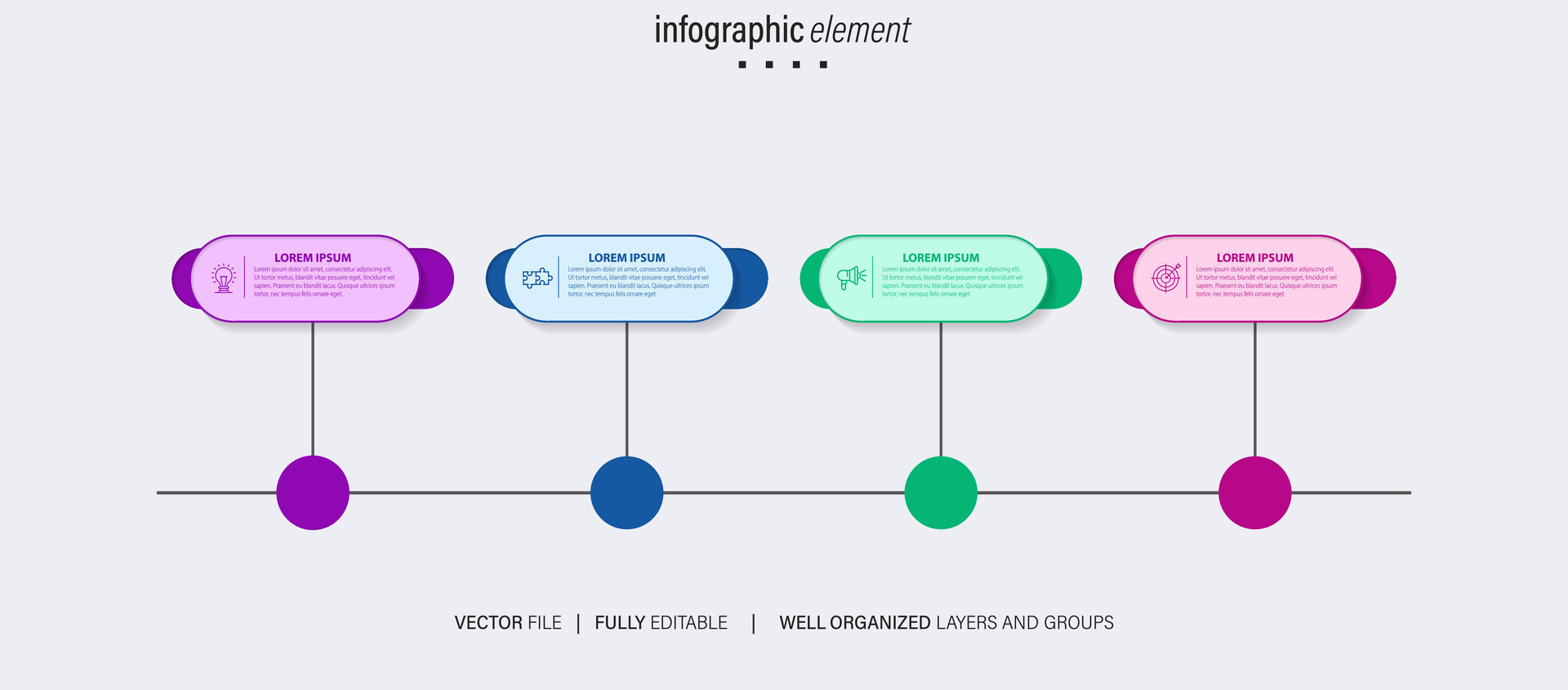 Vector infographic template with four steps or options. Illustration ...