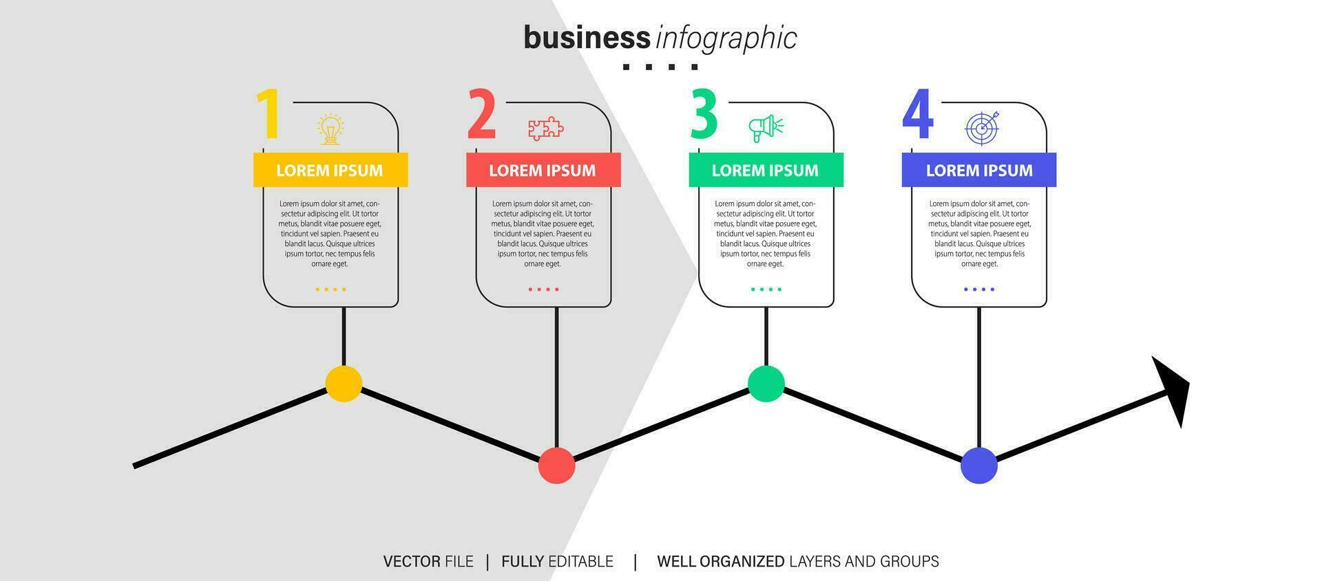 Vector Infographic 3d long circle label, infographic with number 4 ...
