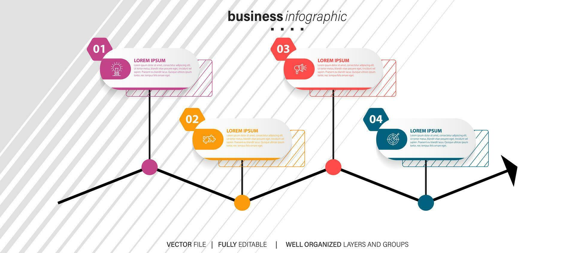 Vector infographic template with four steps or options. Illustration ...