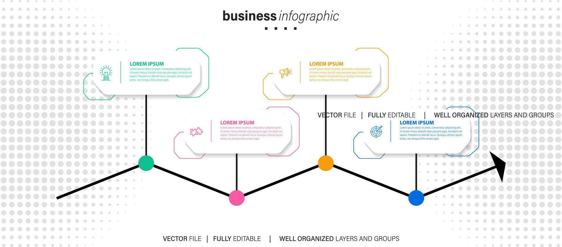 Vector infographic template with four steps or options. Illustration ...