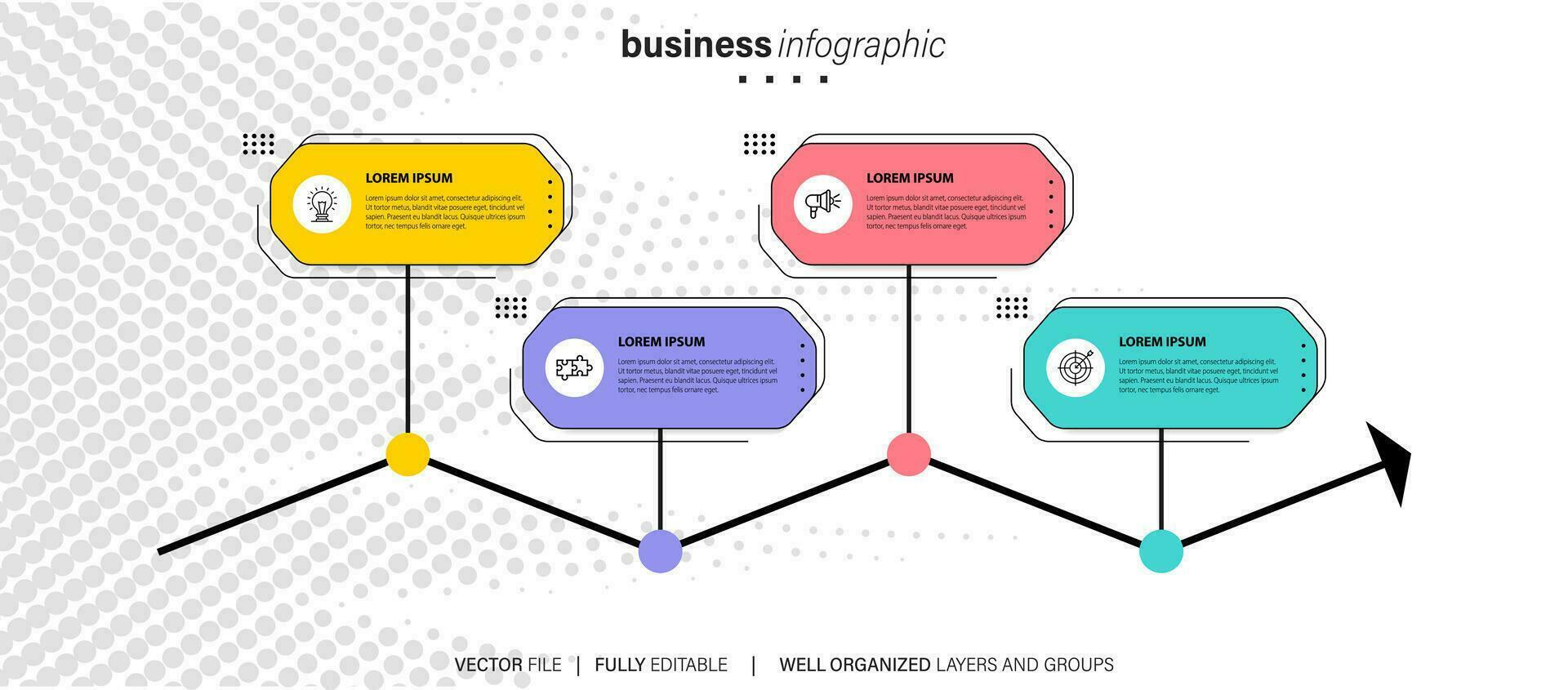 Vector infographic template with four steps or options. Illustration ...
