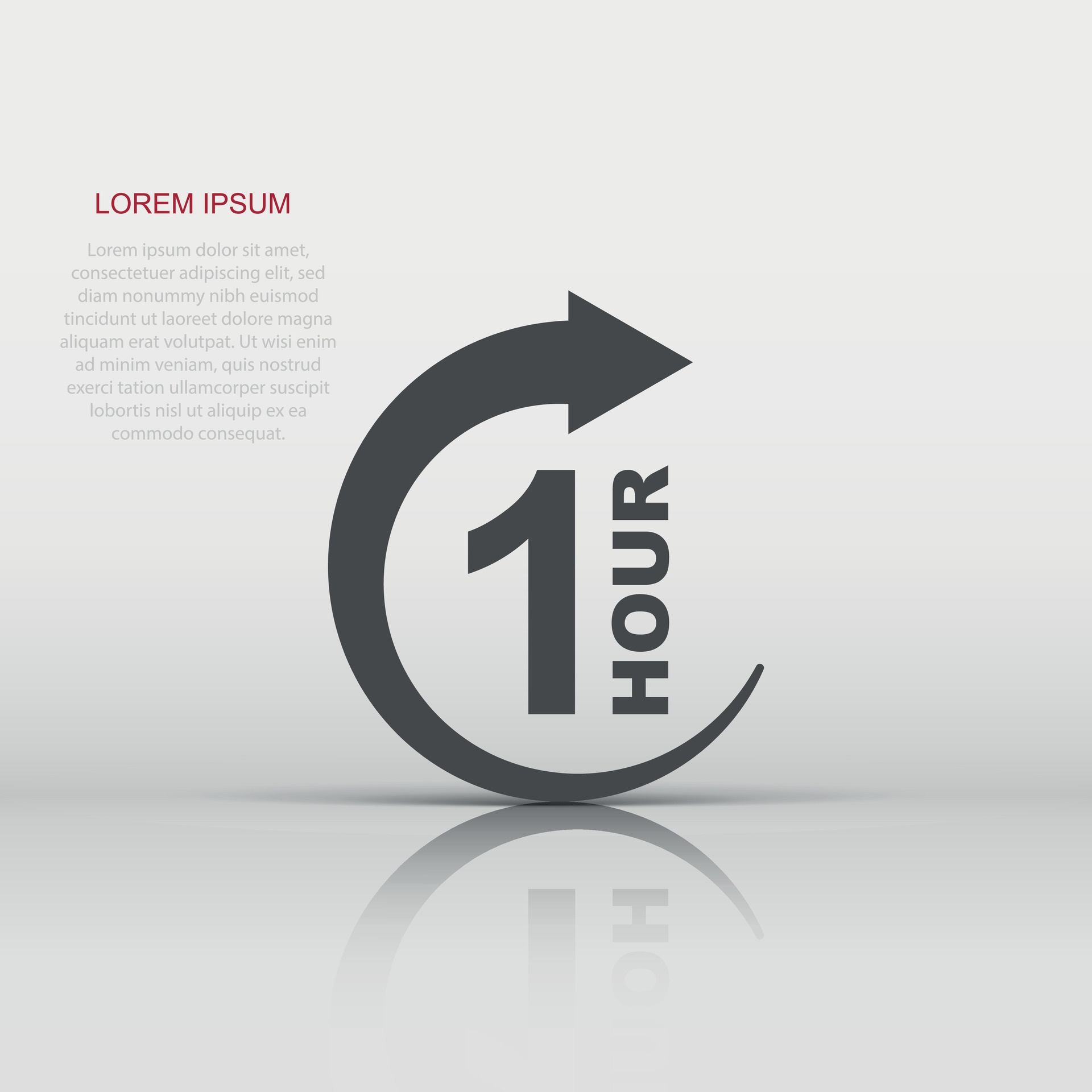 1 Hour Clock Icon In Flat Style Timer Countdown Vector Illustration On Isolated Background
