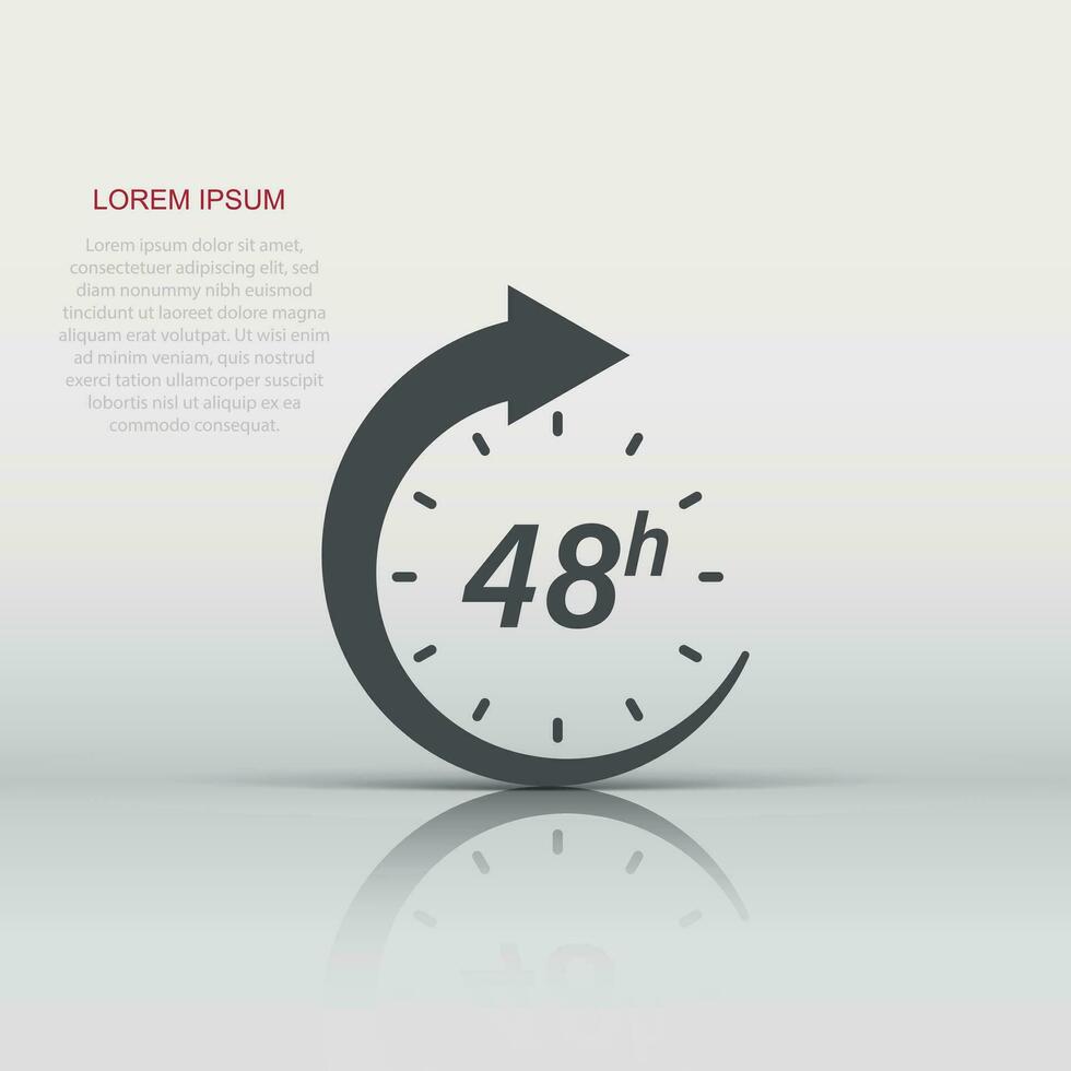 48 hour clock icon in flat style. Timer countdown vector illustration on isolated background ...