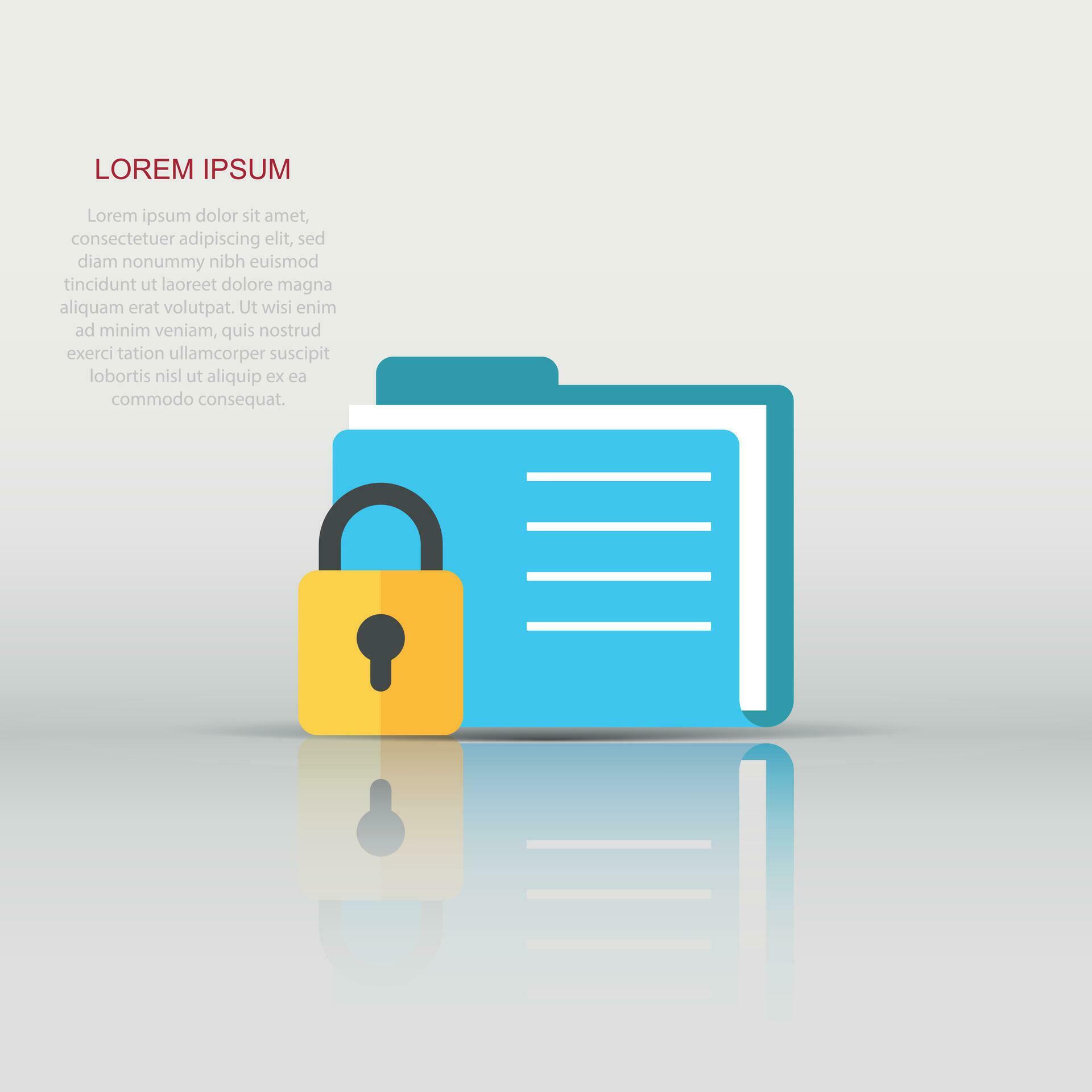 Files folder permission icon in flat style. Document access vector illustration on isolated ...