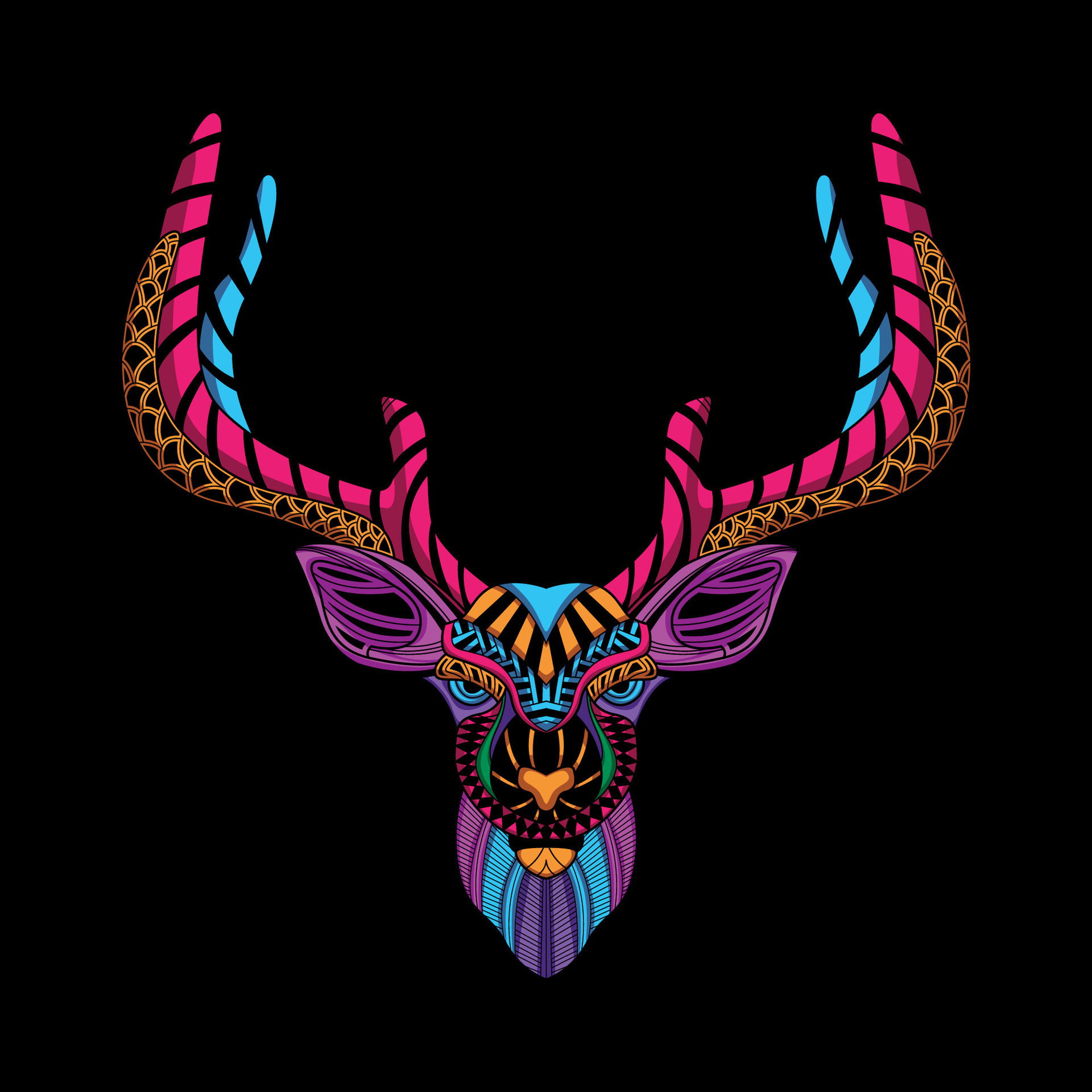 deer head pattern artwork illustration 27496259 Vector Art at Vecteezy