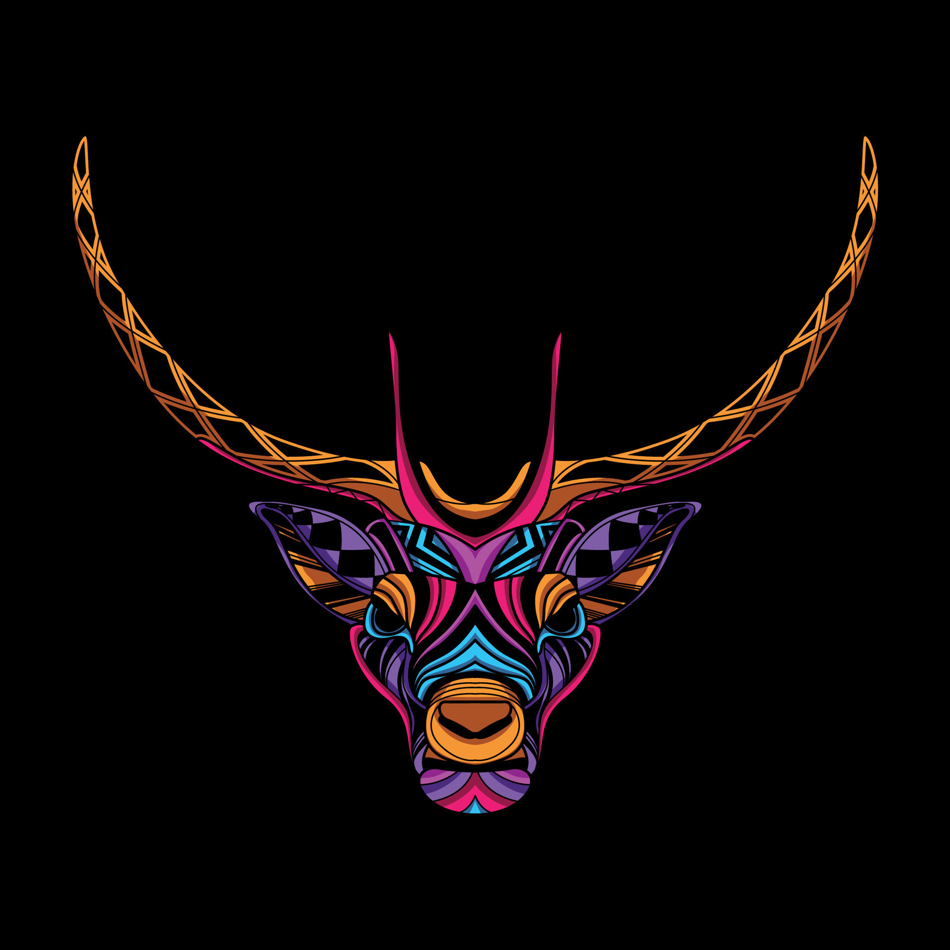 deer head pattern artwork illustration 27496270 Vector Art at Vecteezy