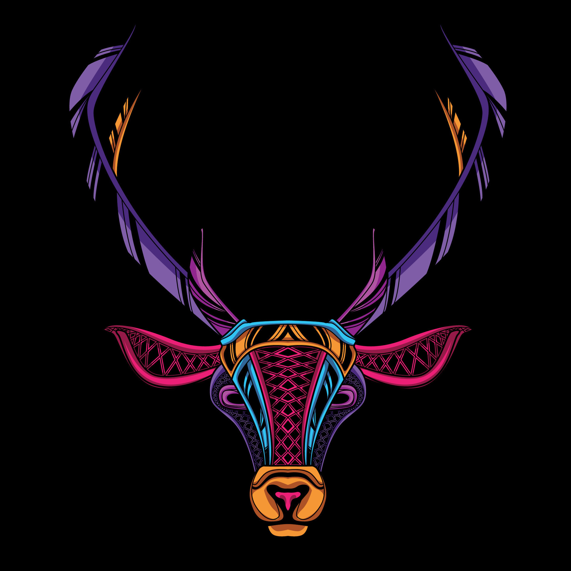 deer head pattern artwork illustration 27496355 Vector Art at Vecteezy