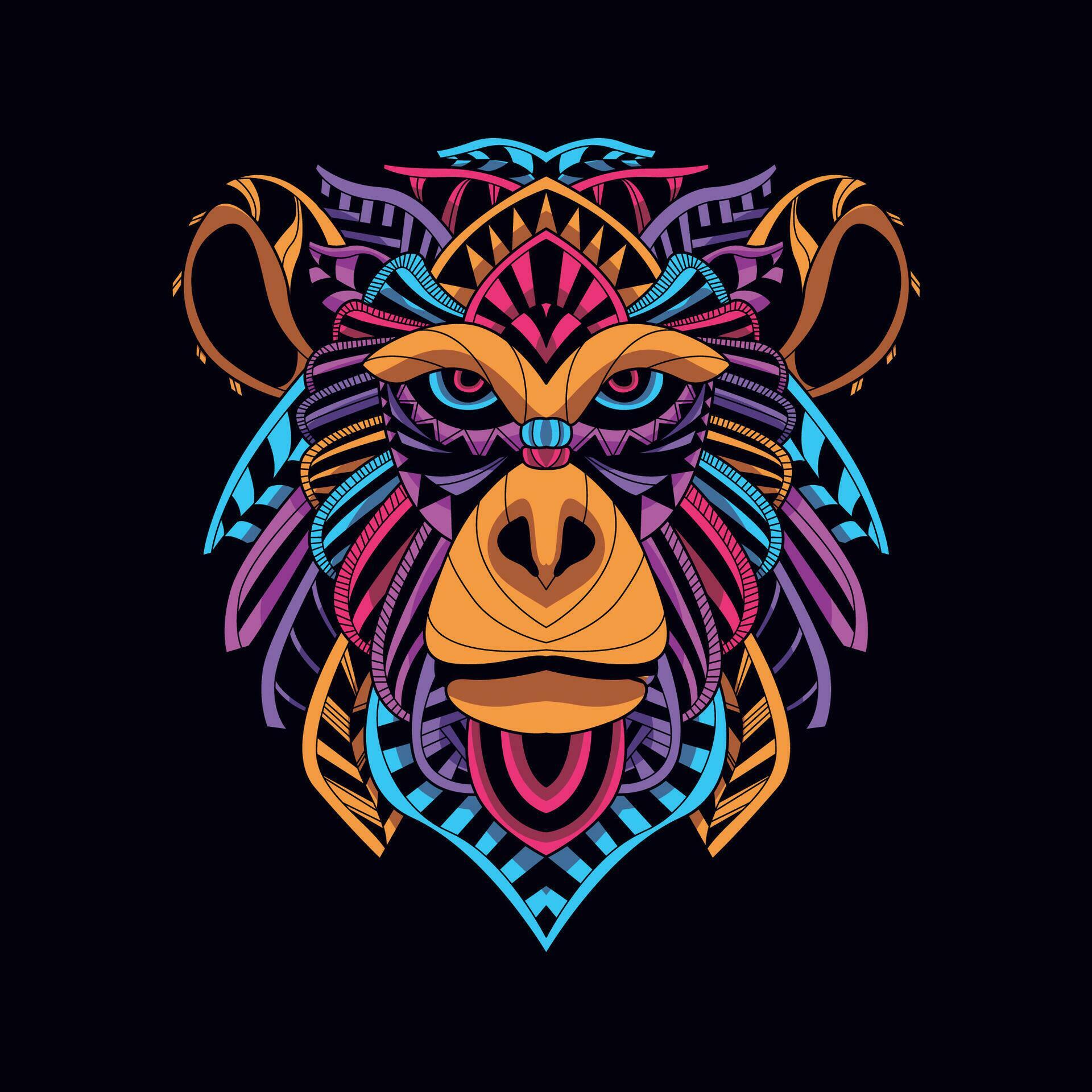 monkey face pattern artwork illustration 27496430 Vector Art at Vecteezy