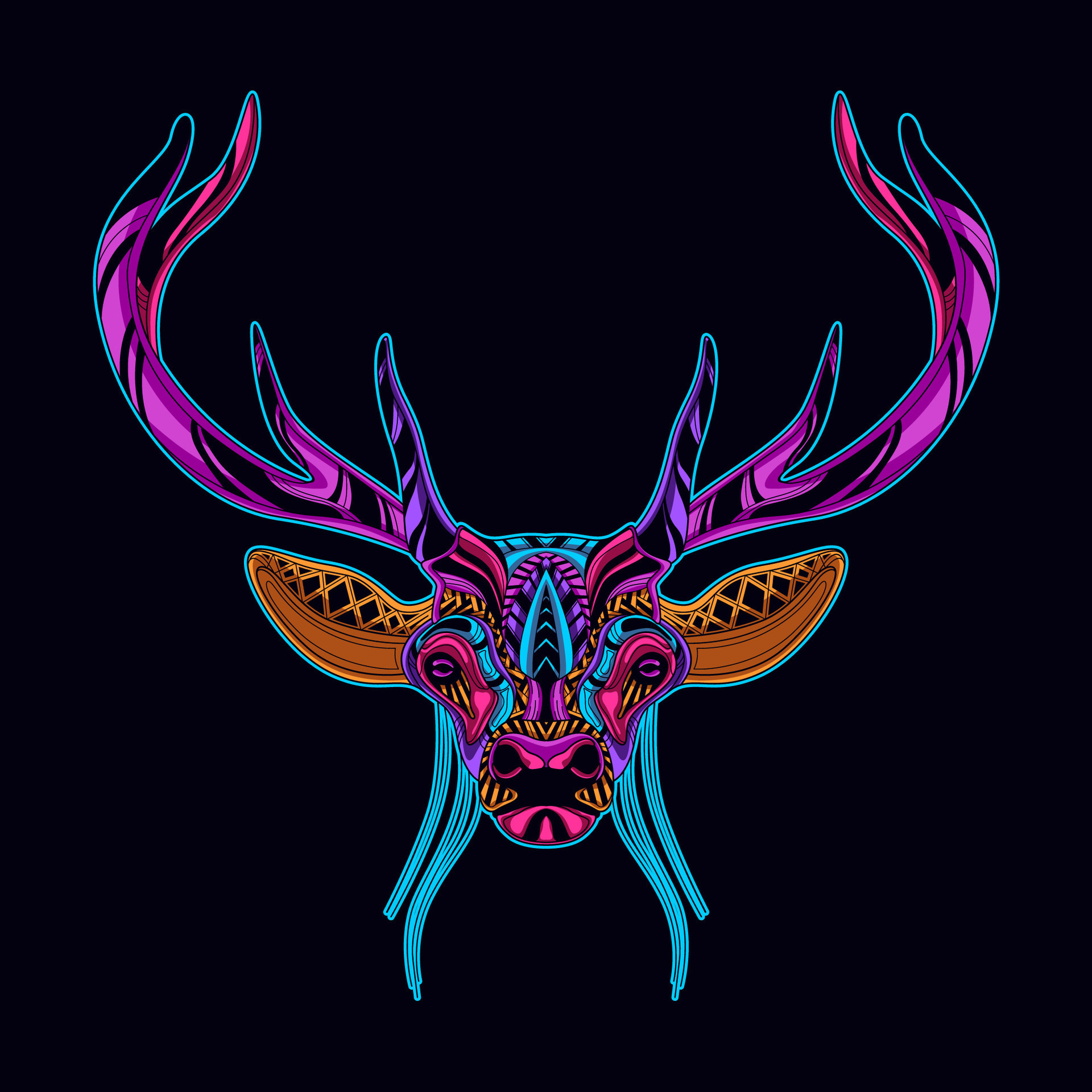 deer head pattern artwork illustration 27496472 Vector Art at Vecteezy