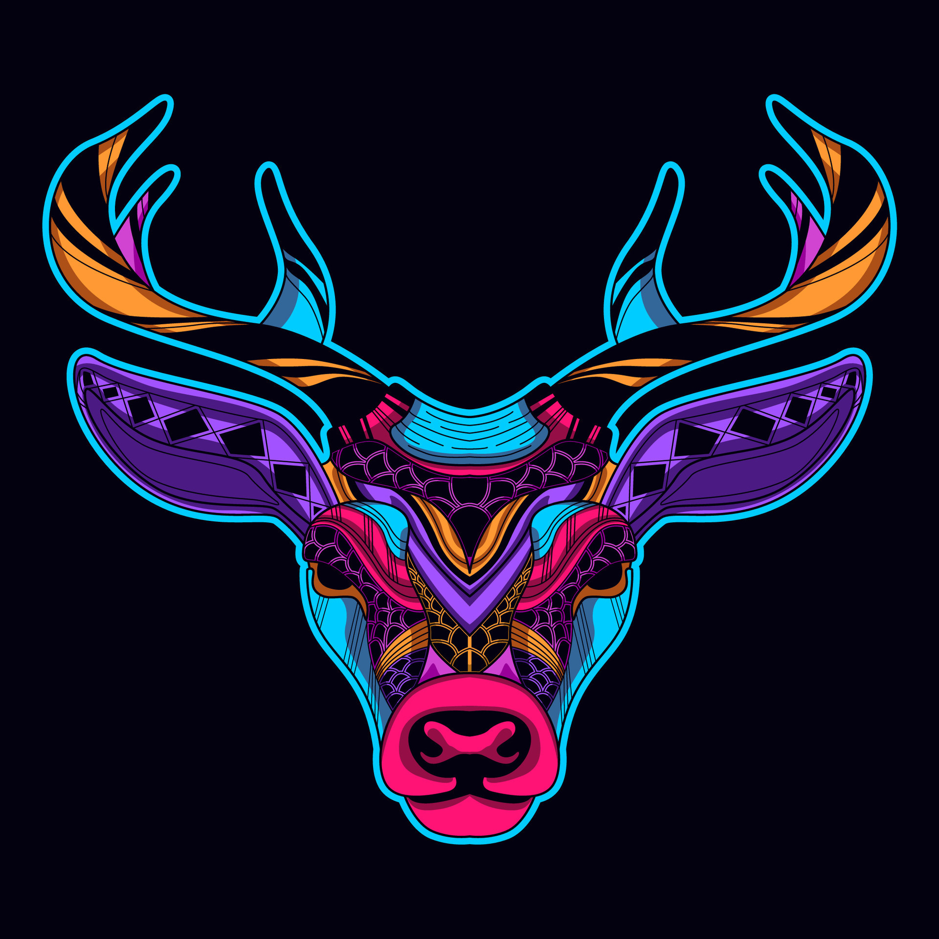 deer head pattern artwork illustration 27496489 Vector Art at Vecteezy